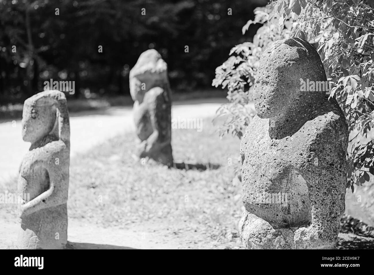 Scythian woman. Ancient stone statue of a scythian warrior. Black and ...