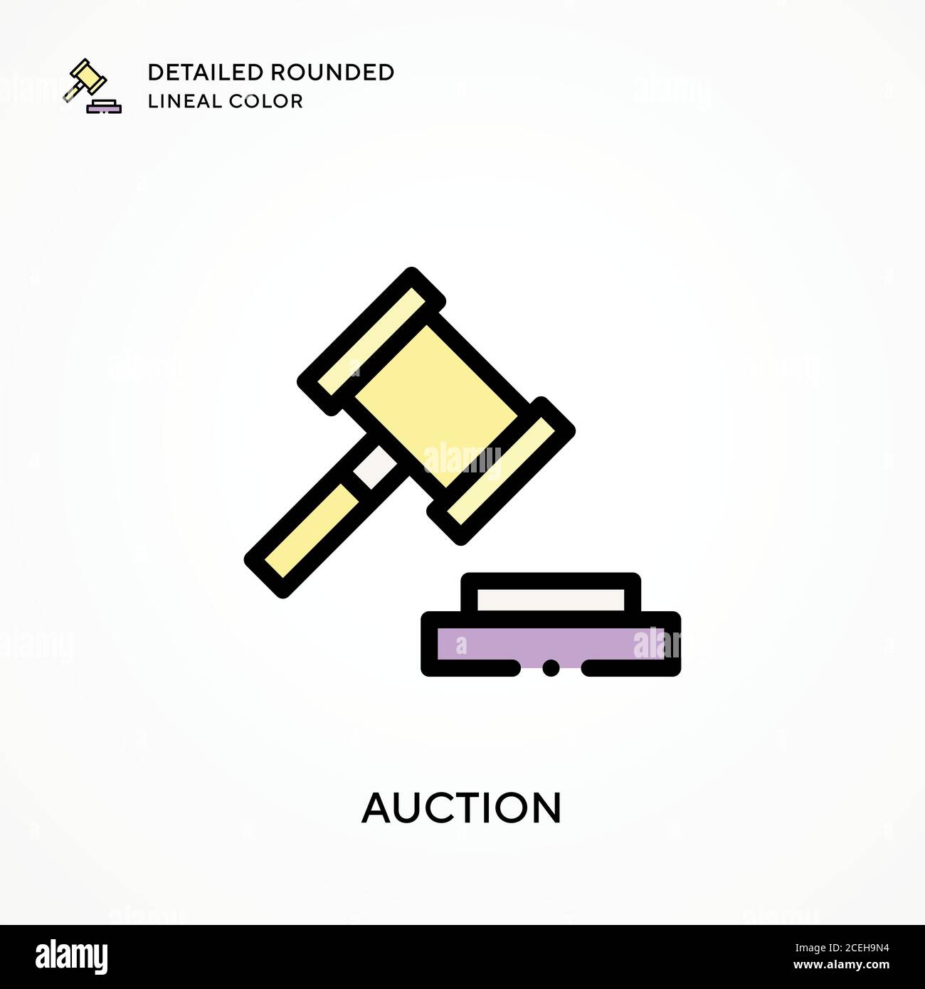 Auction detailed rounded lineal color. Modern vector illustration ...