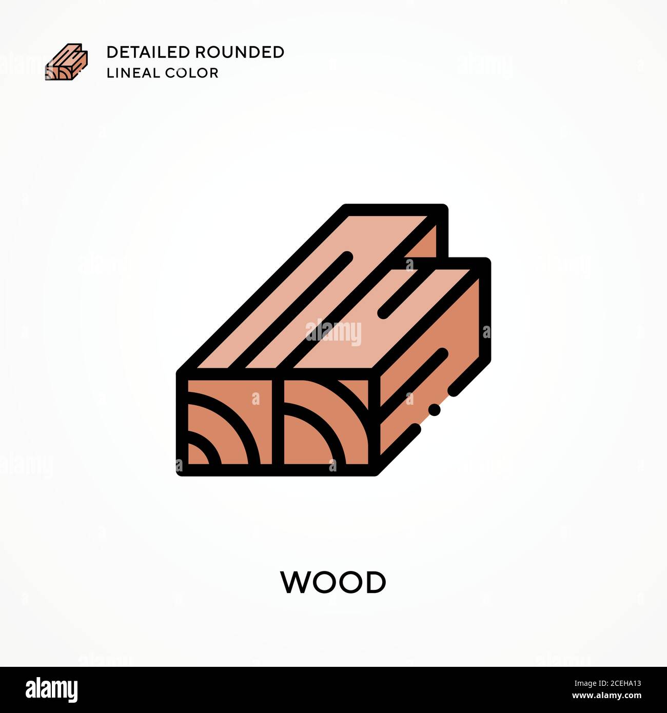 Wood detailed rounded lineal color. Modern vector illustration concepts ...