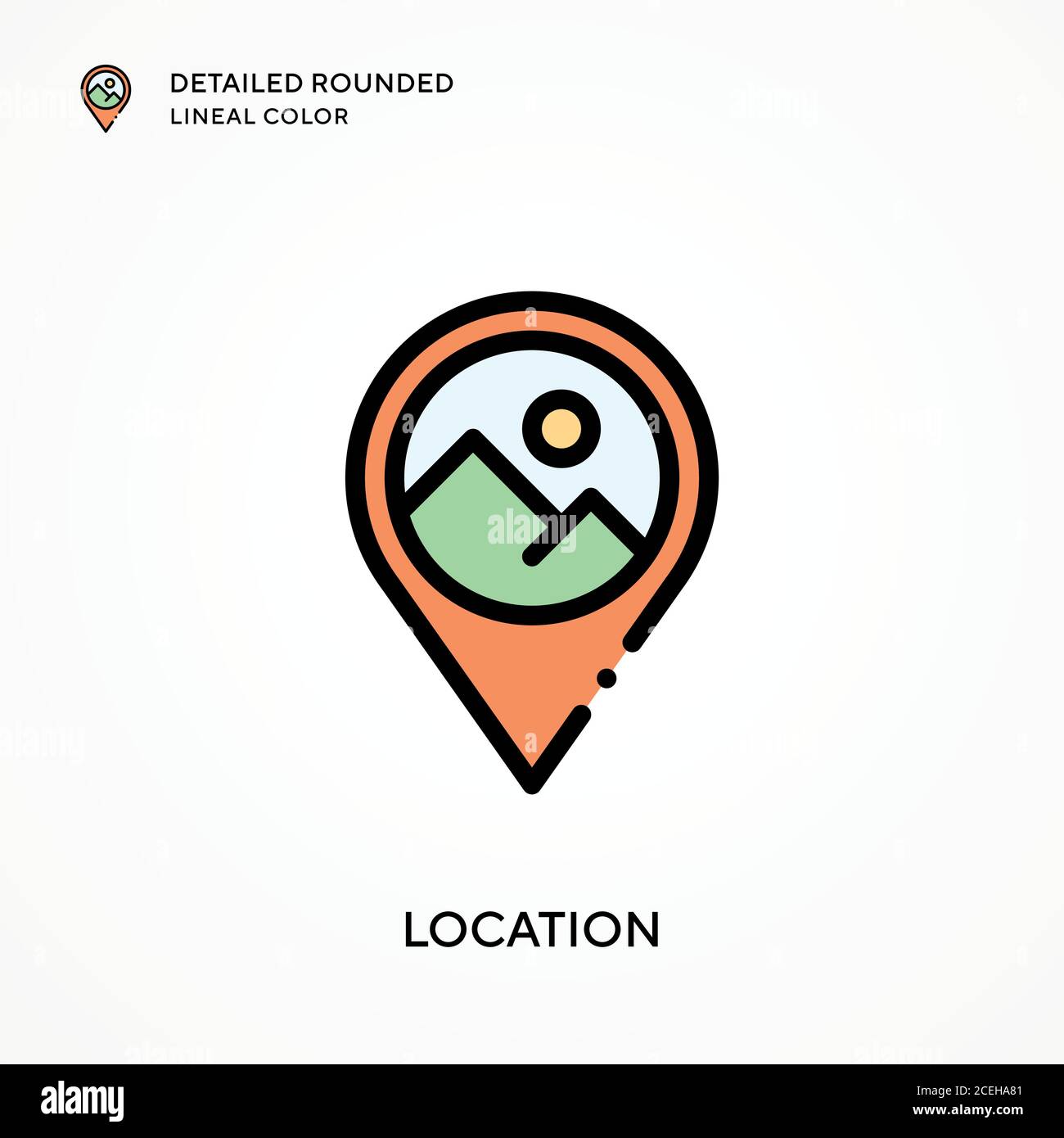 Location detailed rounded lineal color. Modern vector illustration ...