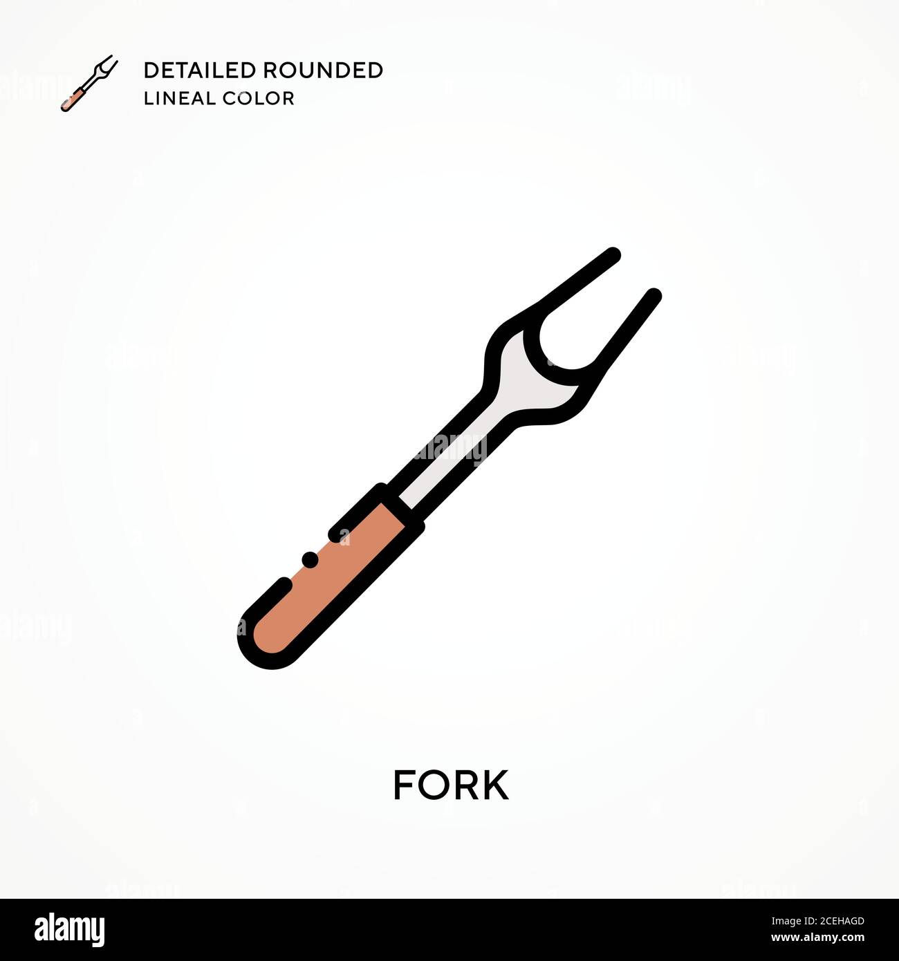Fork detailed rounded lineal color. Modern vector illustration concepts. Easy to edit and ...