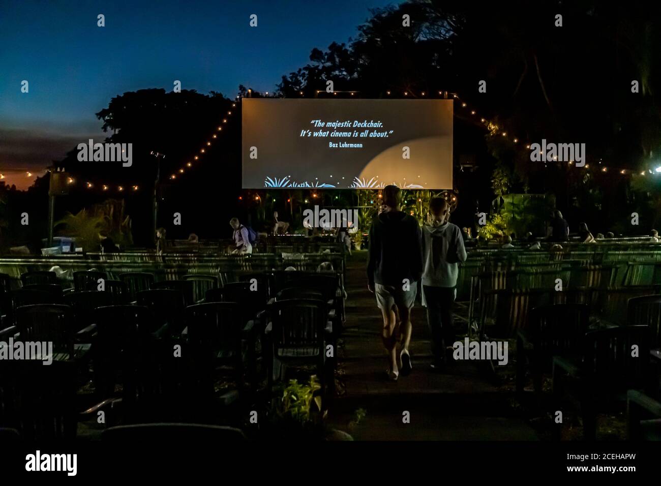 Deckchair cinema in Darwin Stock Photo - Alamy