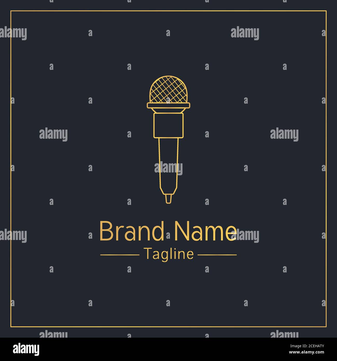 Microphone golden outline logo design template Stock Vector Image & Art ...