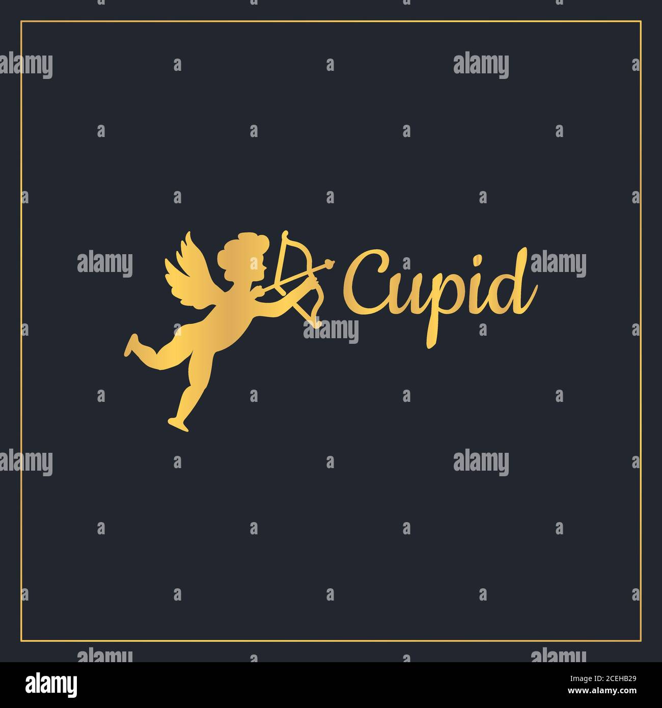 Golden cupid and lettering composition design template Stock Vector ...