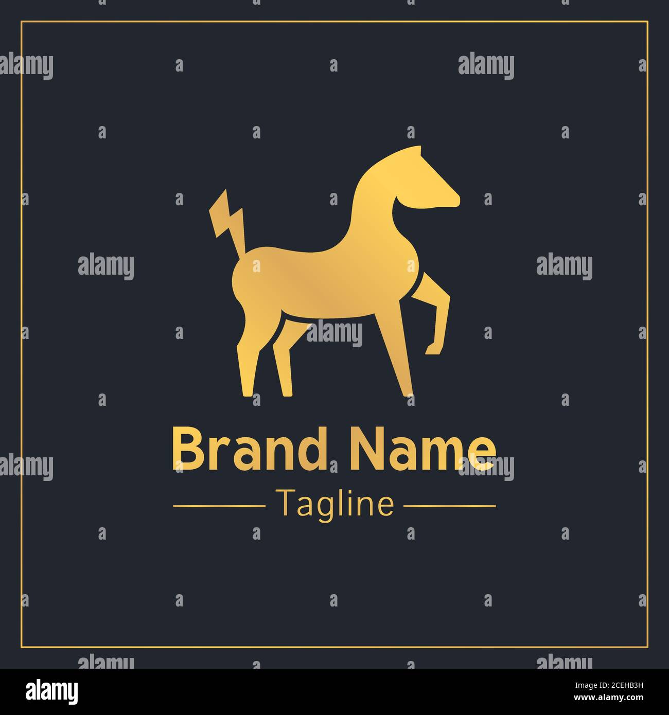 Power horse golden bold logo design template Stock Vector Image & Art ...
