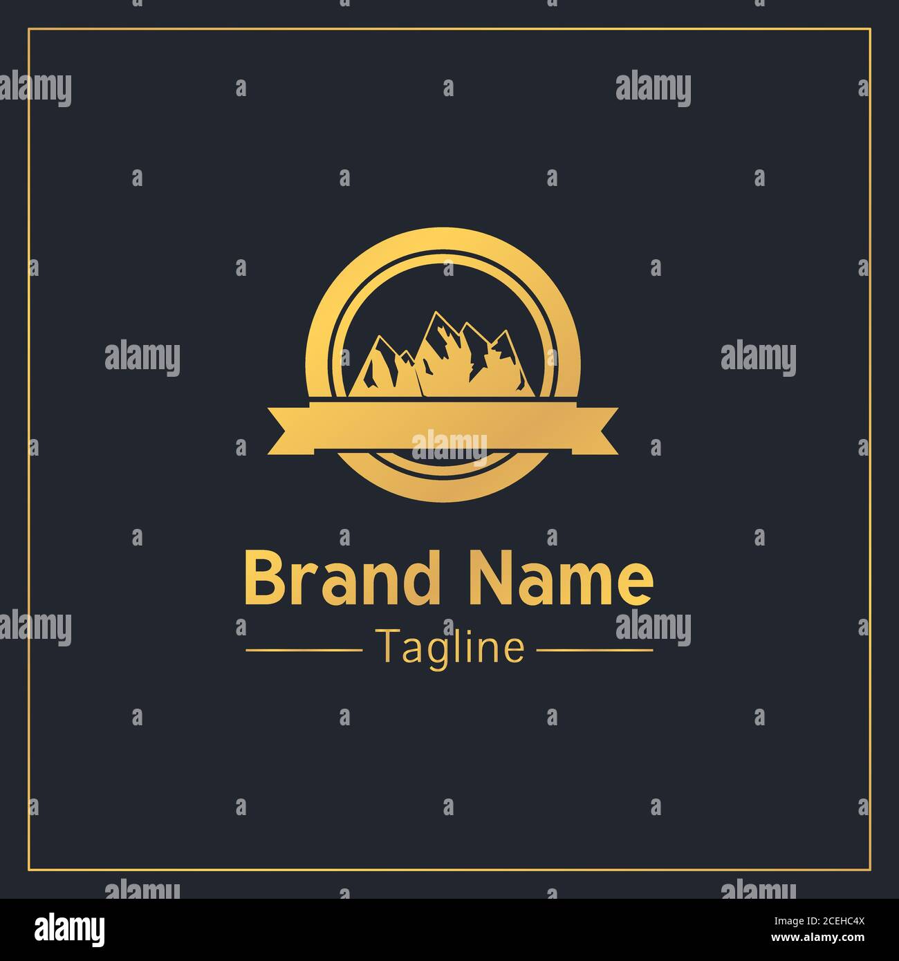 Mountains golden traditional logo design template Stock Vector Image ...