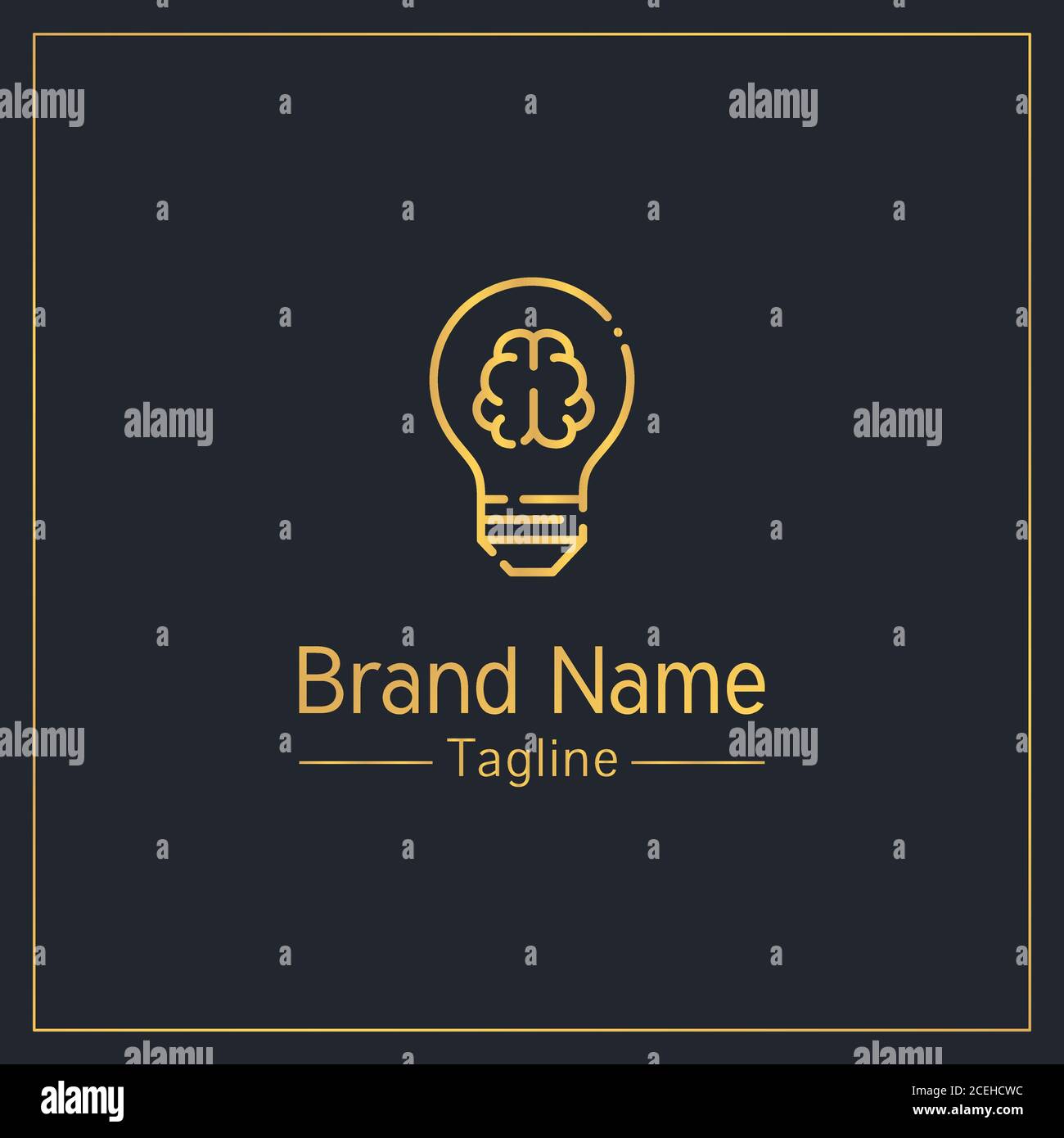 Brain and light bulb modern golden logo design template Stock Vector ...