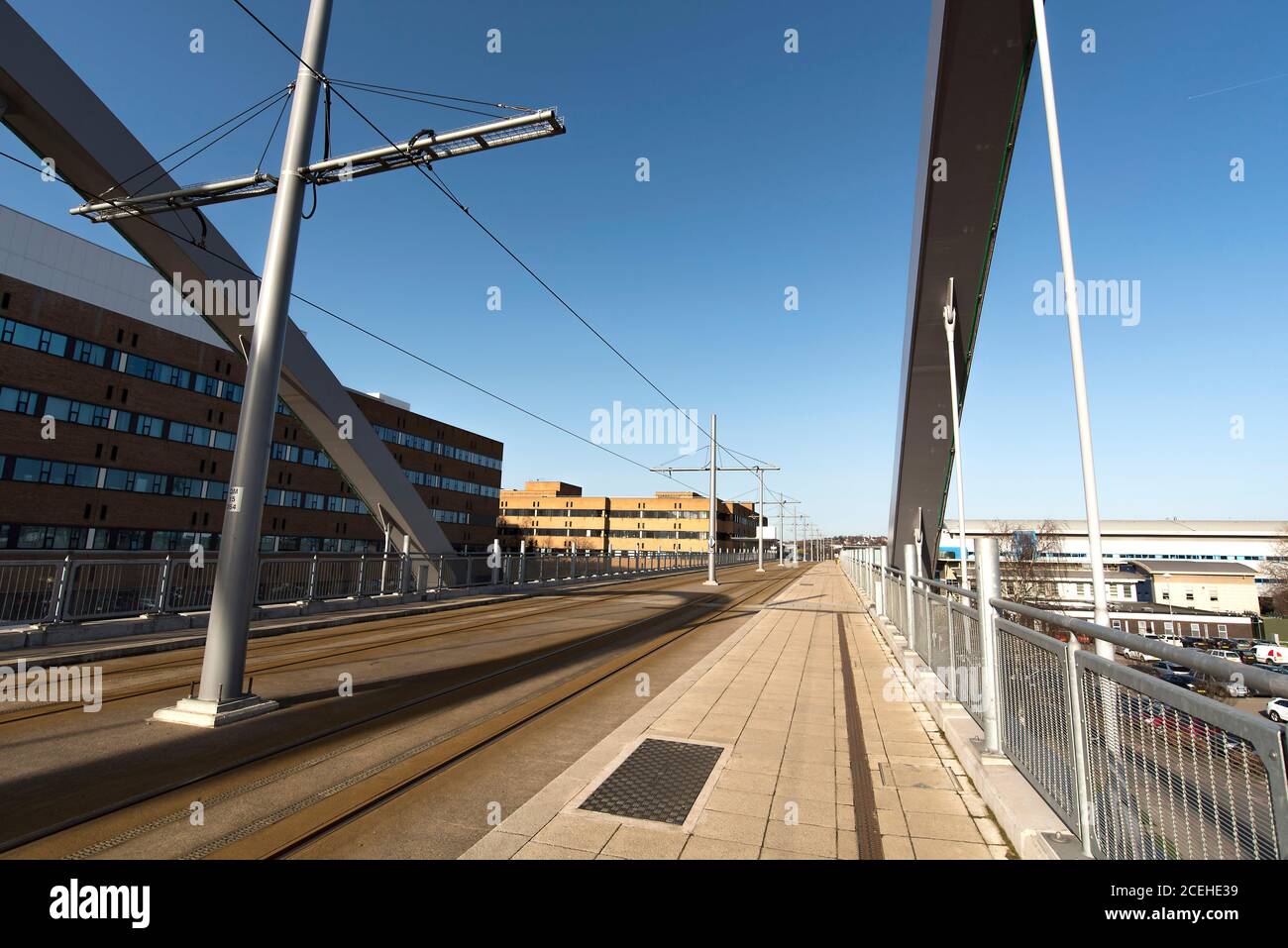 Modern tram network bridge Stock Photo - Alamy