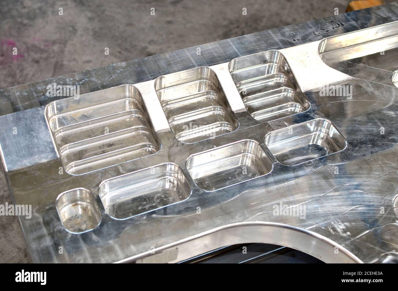 Silver bent aluminium profile. Fragment of alu products. Detail of ...