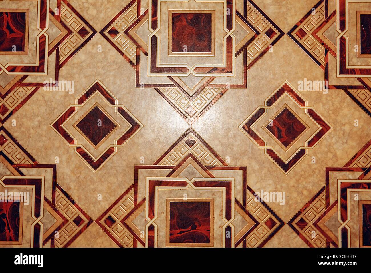 Linoleum with brown geometric pattern. Linoleum background texture ...