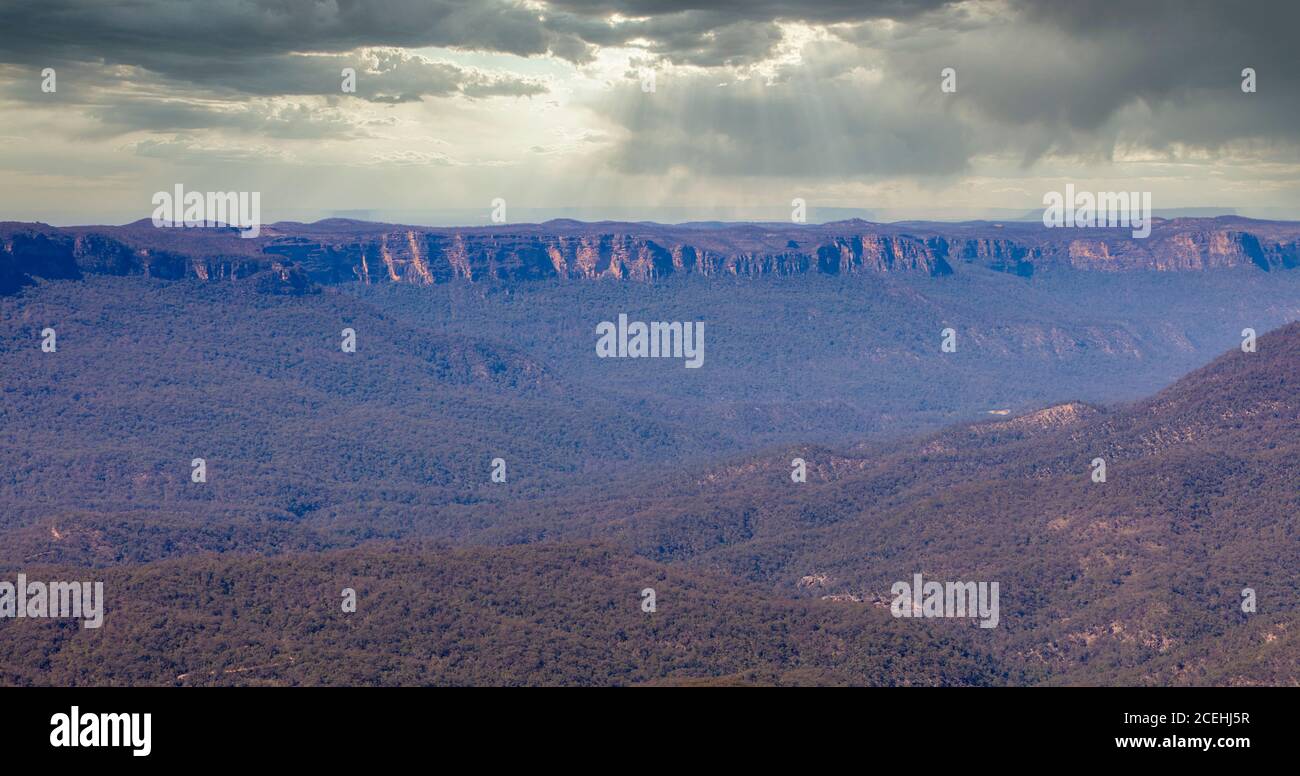 The Jamison Valley in The Blue Mountains in New South Wales in ...