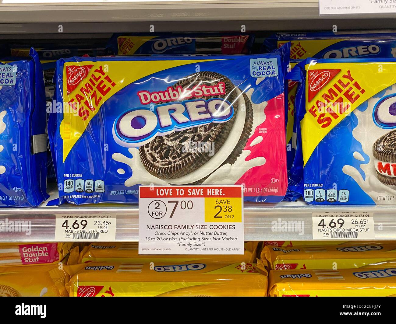 Orlando, FL/USA-8/19/20: A display of packages of Oreo DoubleStuf ...