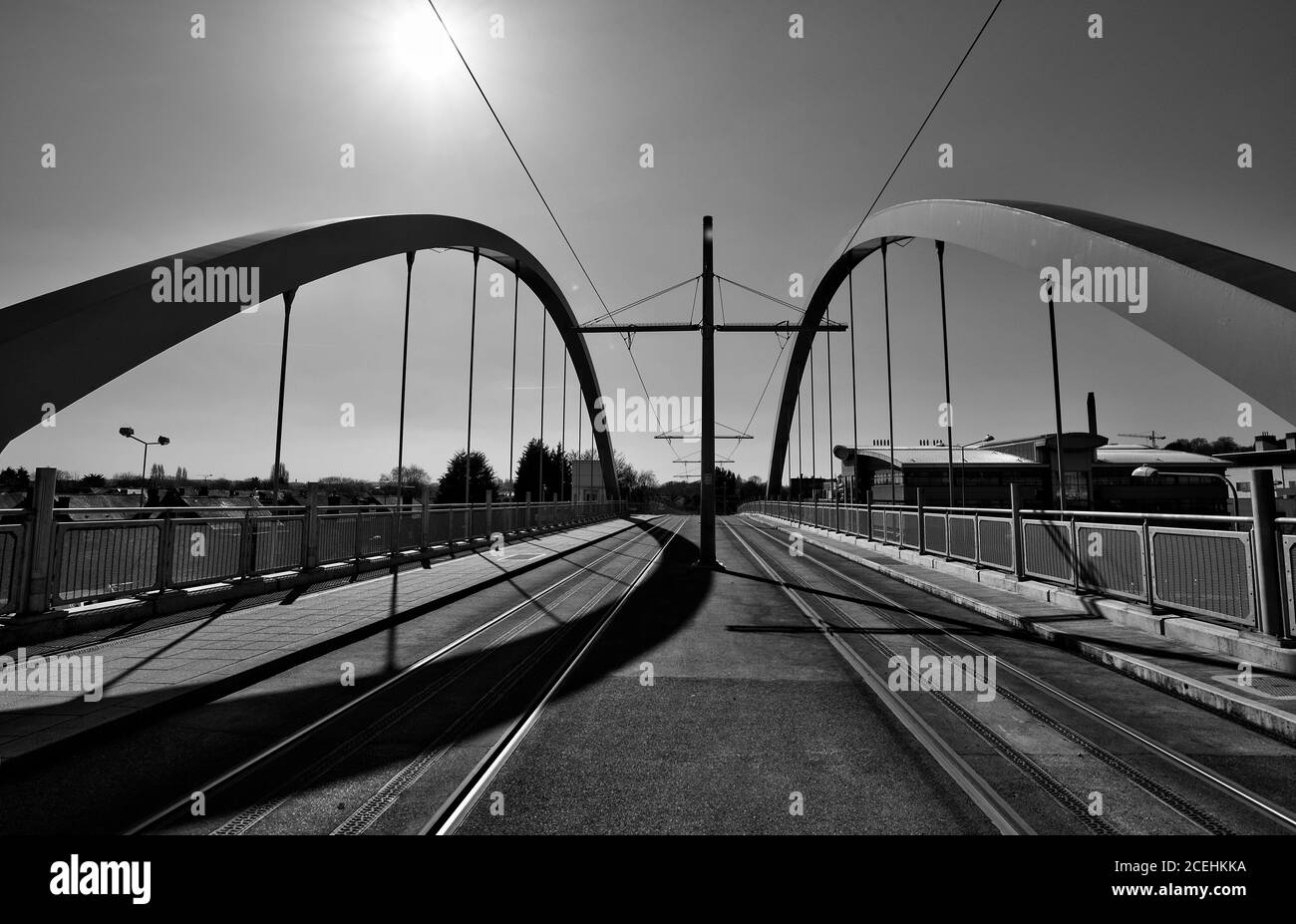 Modern tram network bridge Stock Photo - Alamy