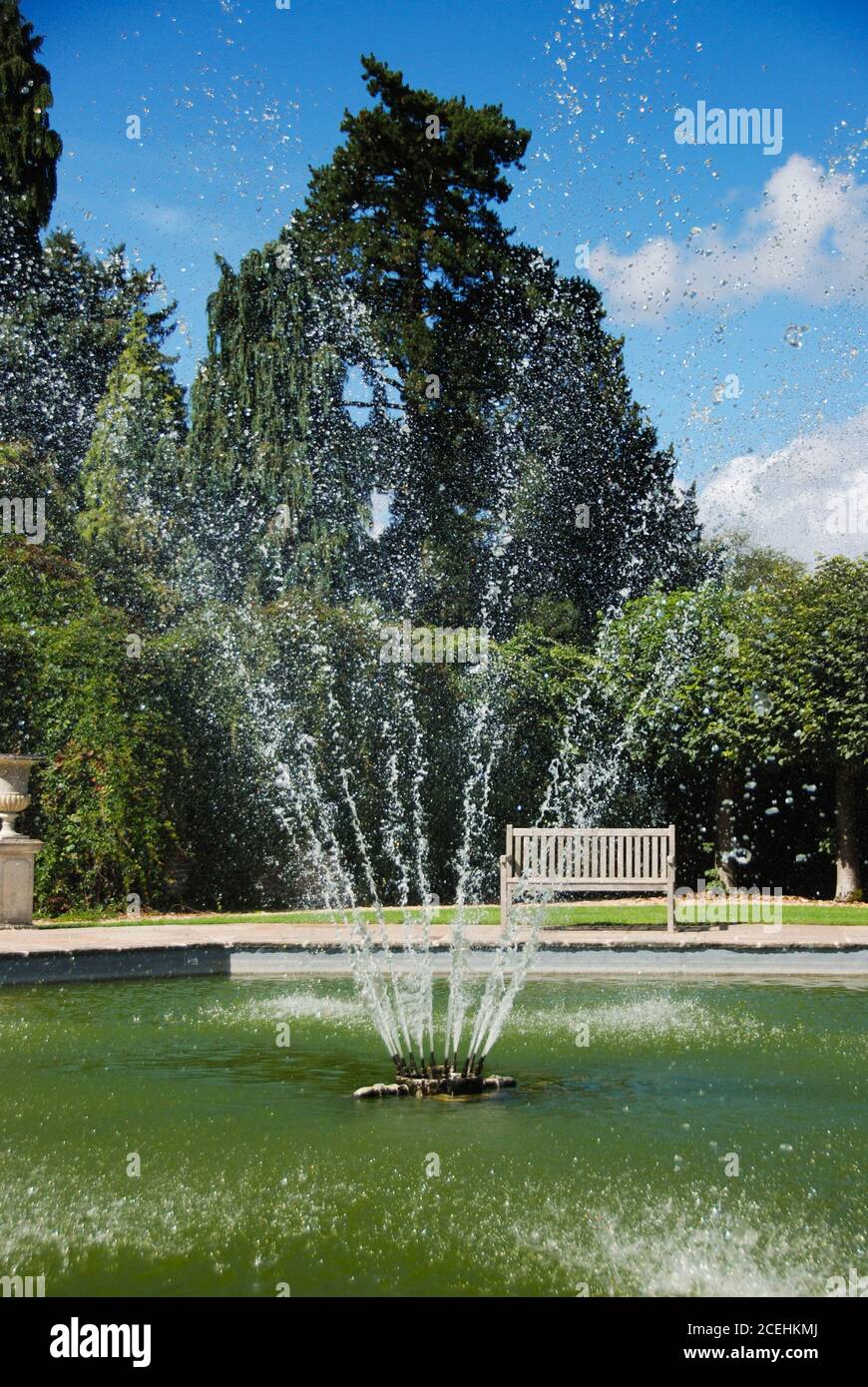 Arley, England - August 2016: Fountain spraying water in a water ...