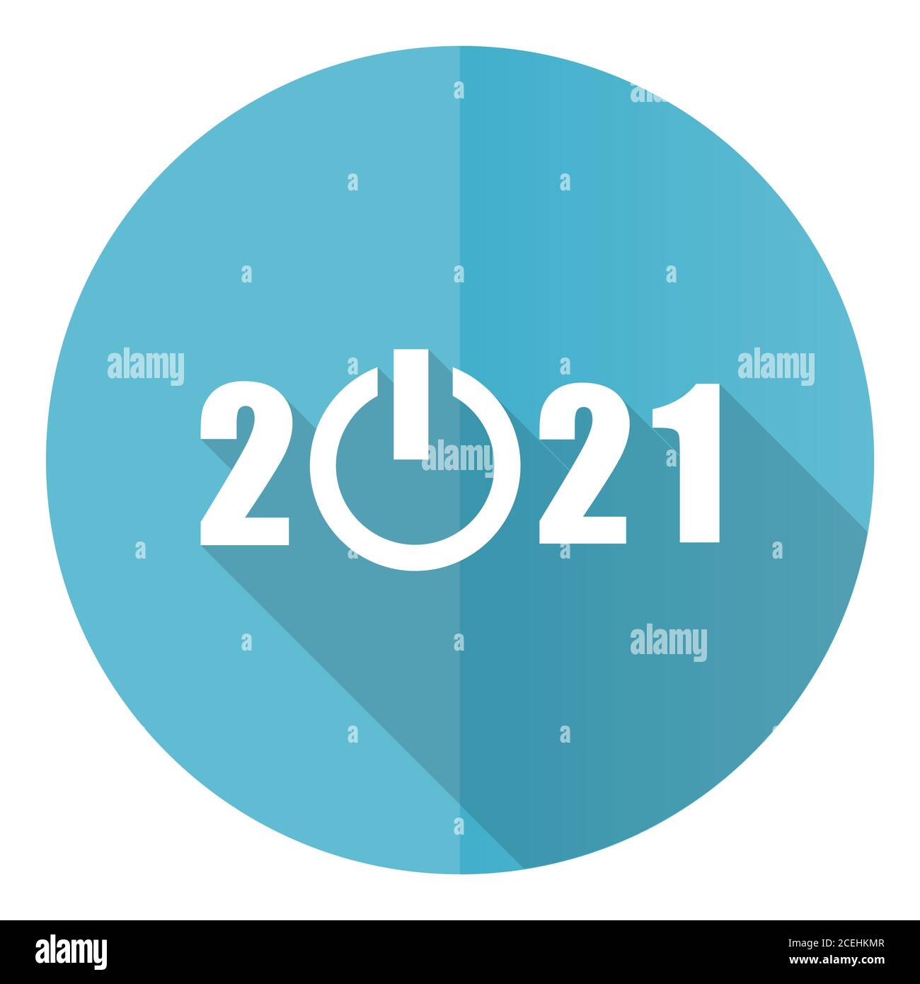 New year 2021 vector icon, flat design blue round web button isolated ...
