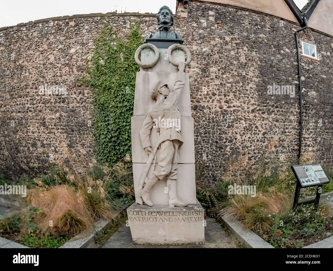 The Edith Cavell memorial statue. This statue is located in the ...