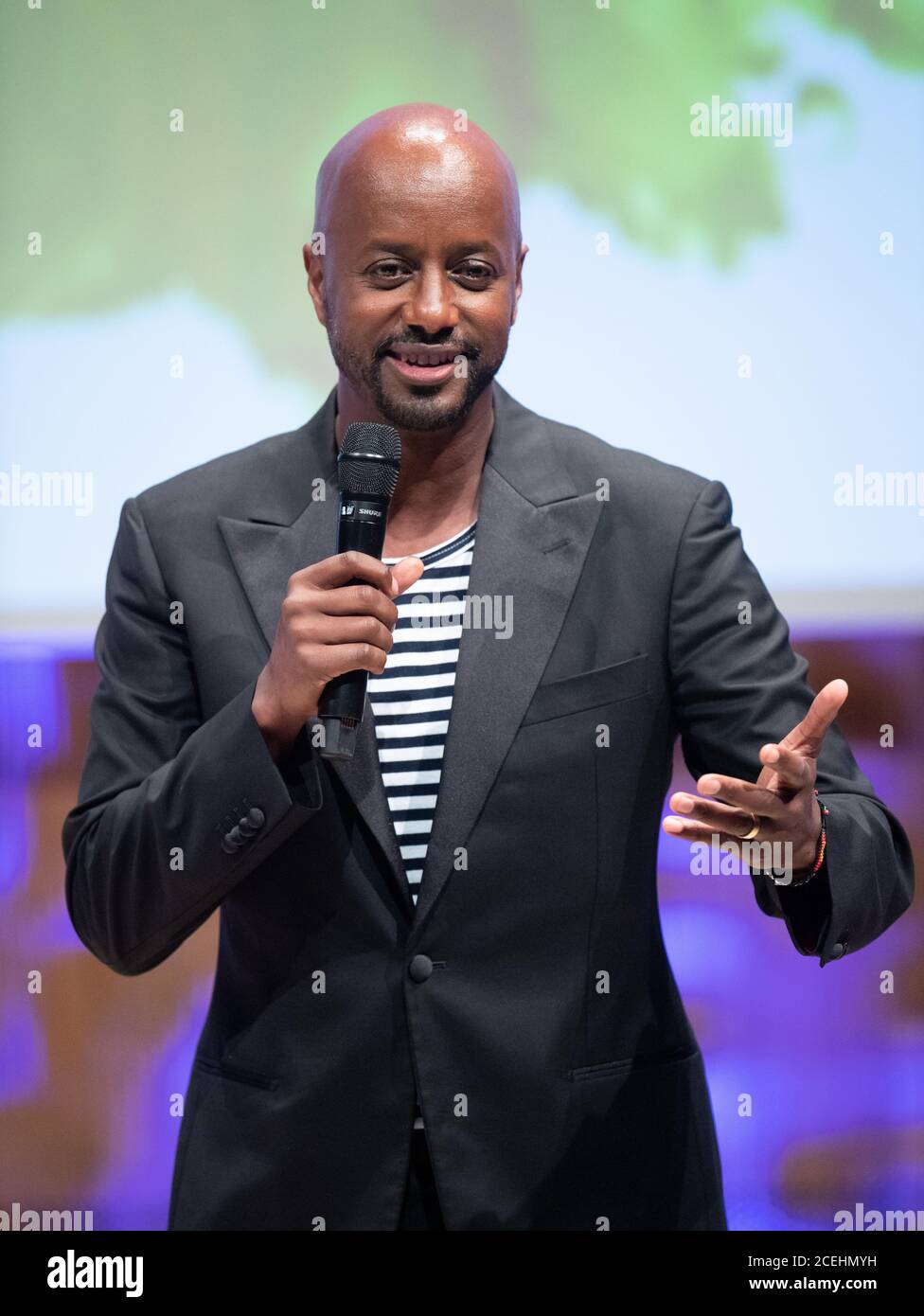 Hamburg, Germany. 01st Sep, 2020. Yared Dibaba, actor, is on stage ...