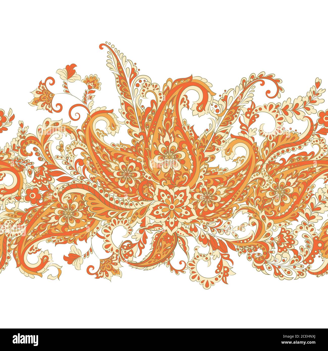 Paisley seamless border pattern. Vector ethnic ornament Stock Vector ...