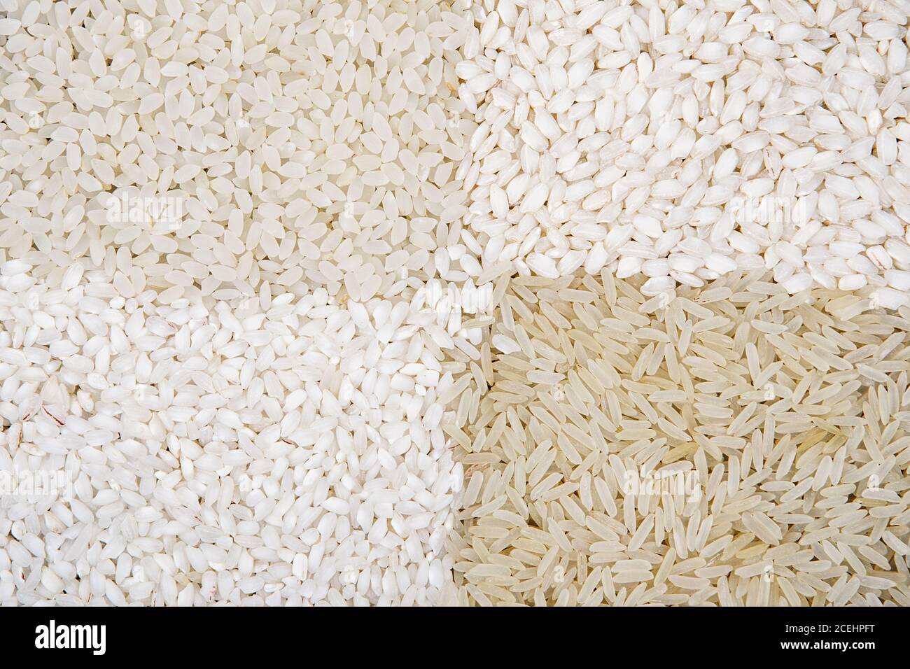 Rice background, uncooked raw cereals, macro closeup. Various color and ...