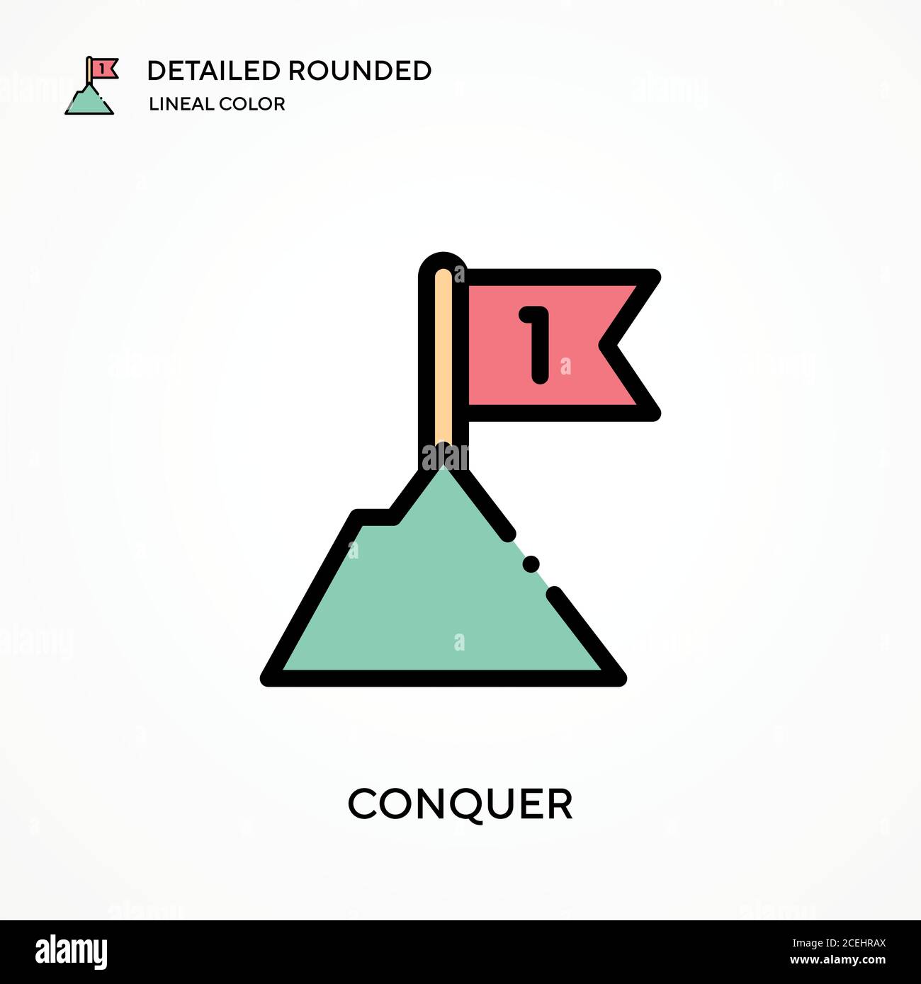 Conquer detailed rounded lineal color vector icon. Illustration symbol ...