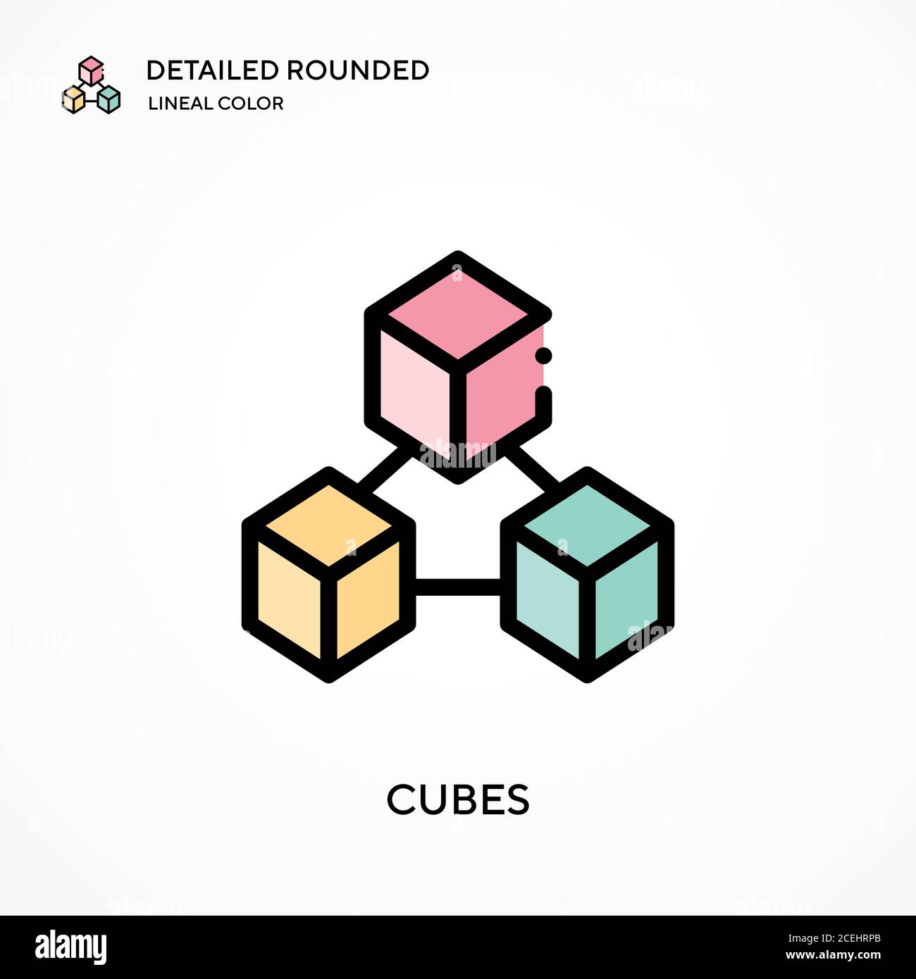 Cubes detailed rounded lineal color vector icon. Illustration symbol ...