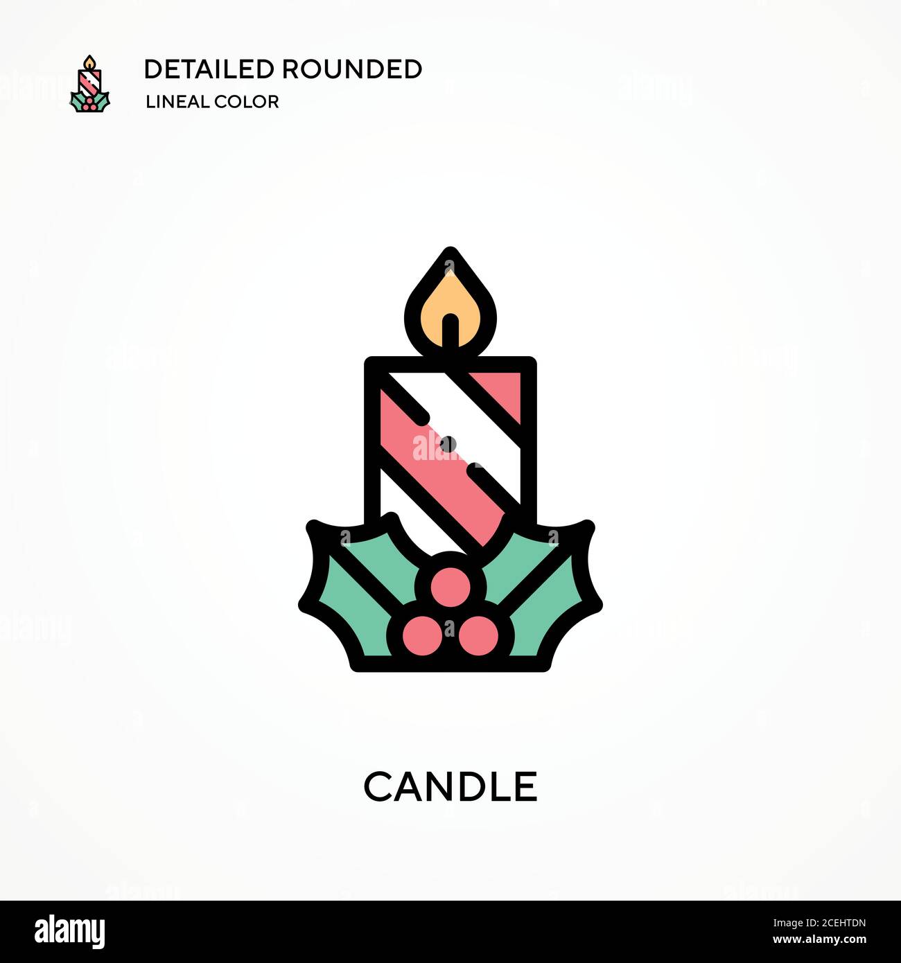 Candle detailed rounded lineal color vector icon. Illustration symbol ...