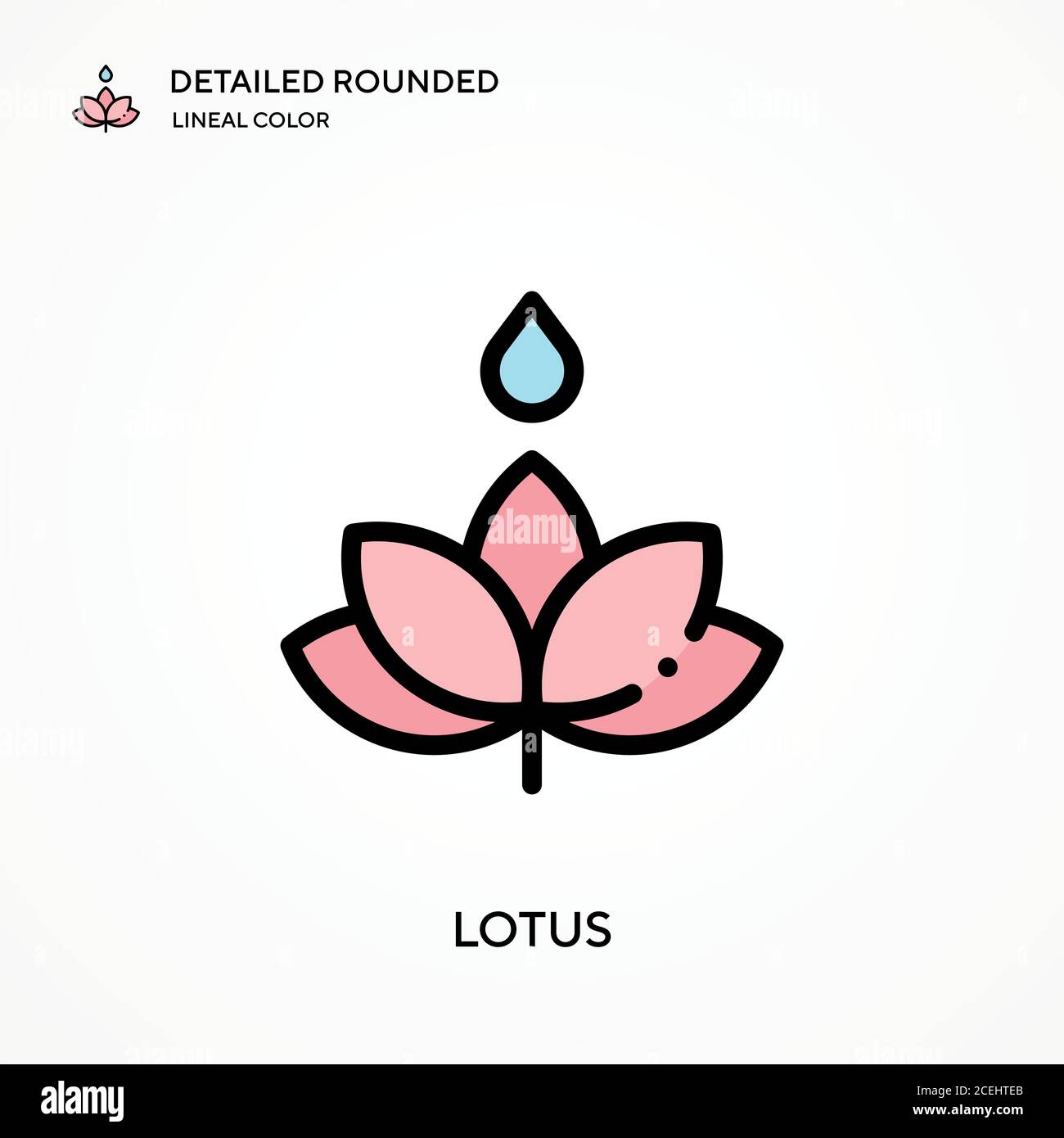 Lotus detailed rounded lineal color vector icon. Illustration symbol ...
