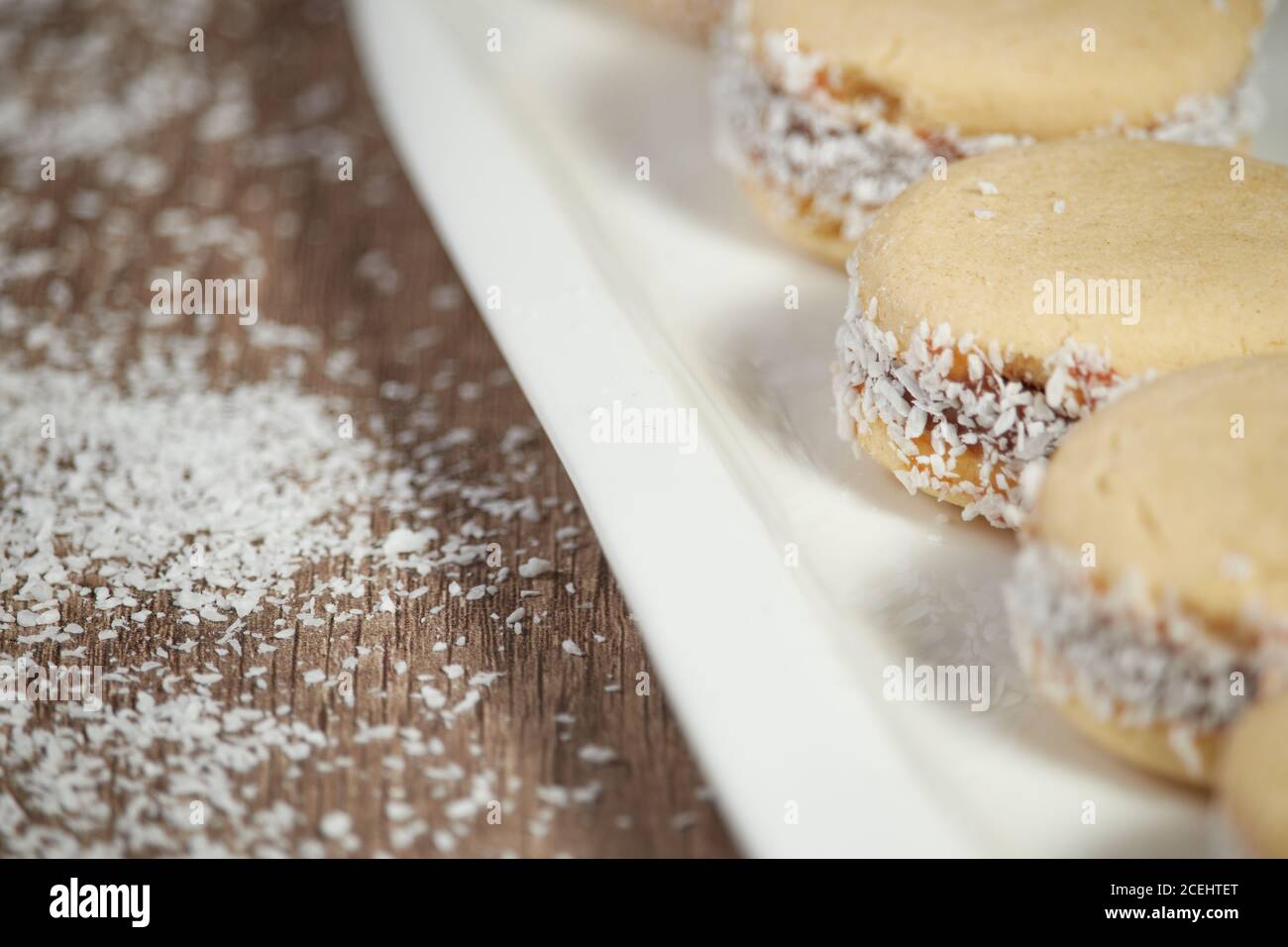Delicious Argentinian cookies alfajores with cream dulce de leche close ...