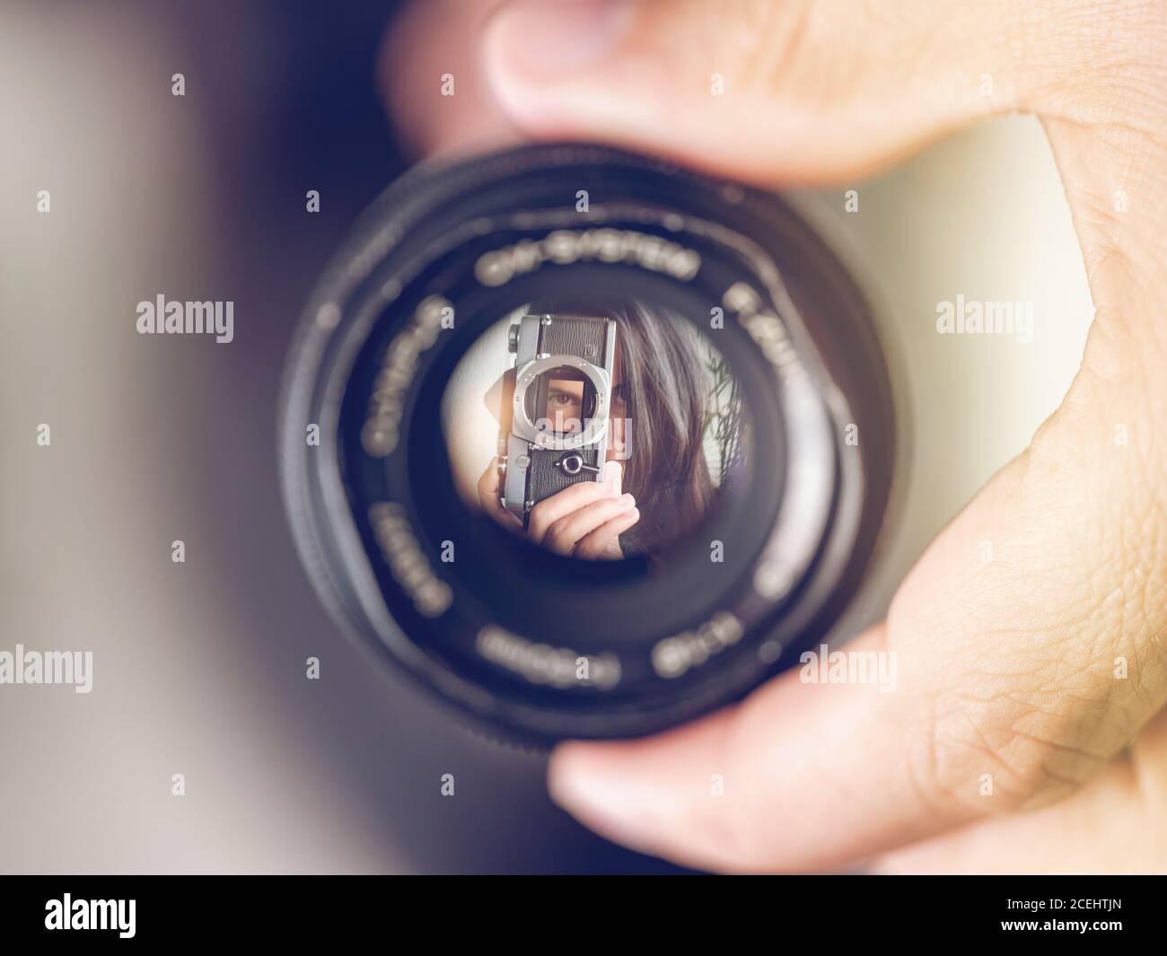 Woman perfect reflection in hi-res stock photography and images - Alamy