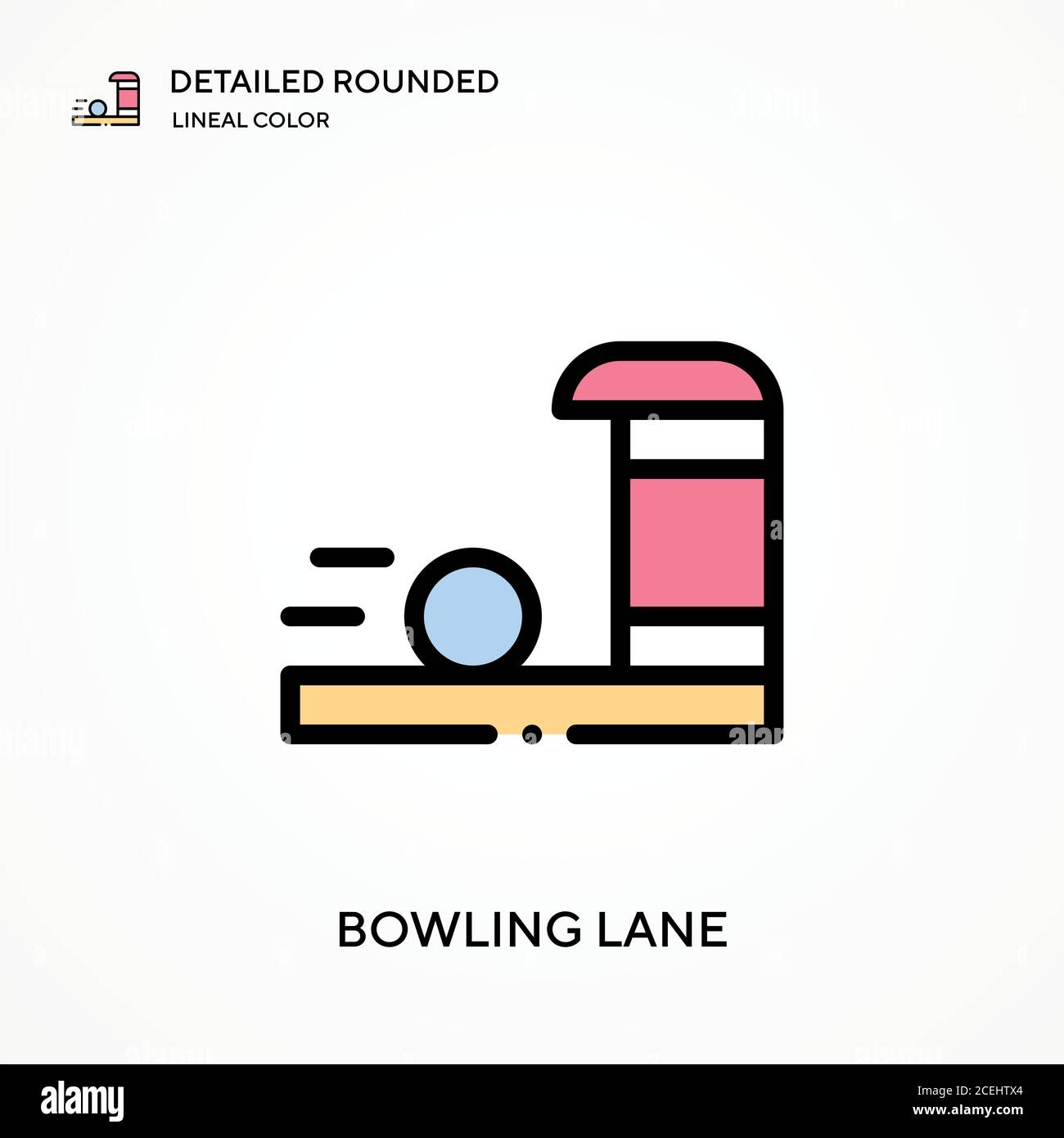 Bowling lane detailed rounded lineal color vector icon. Illustration ...