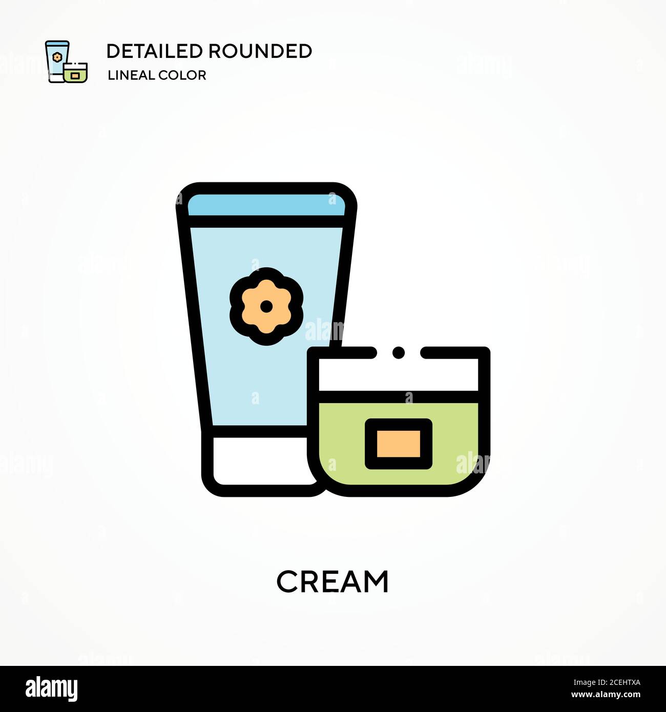 Cream detailed rounded lineal color vector icon. Illustration symbol ...