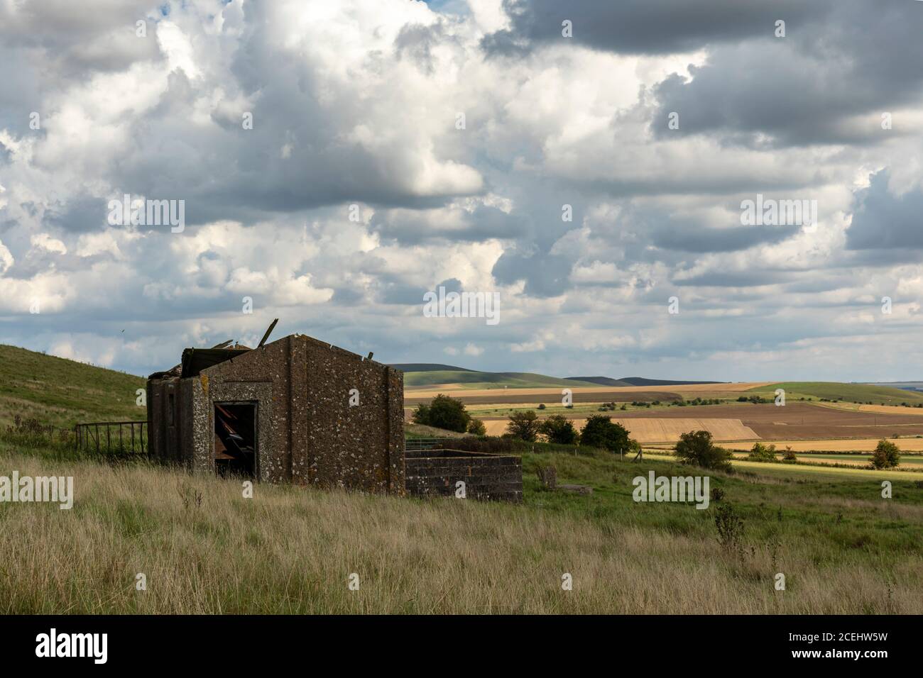 A derelict building beside the byway to Furze Knoll on Morgans Hill ...