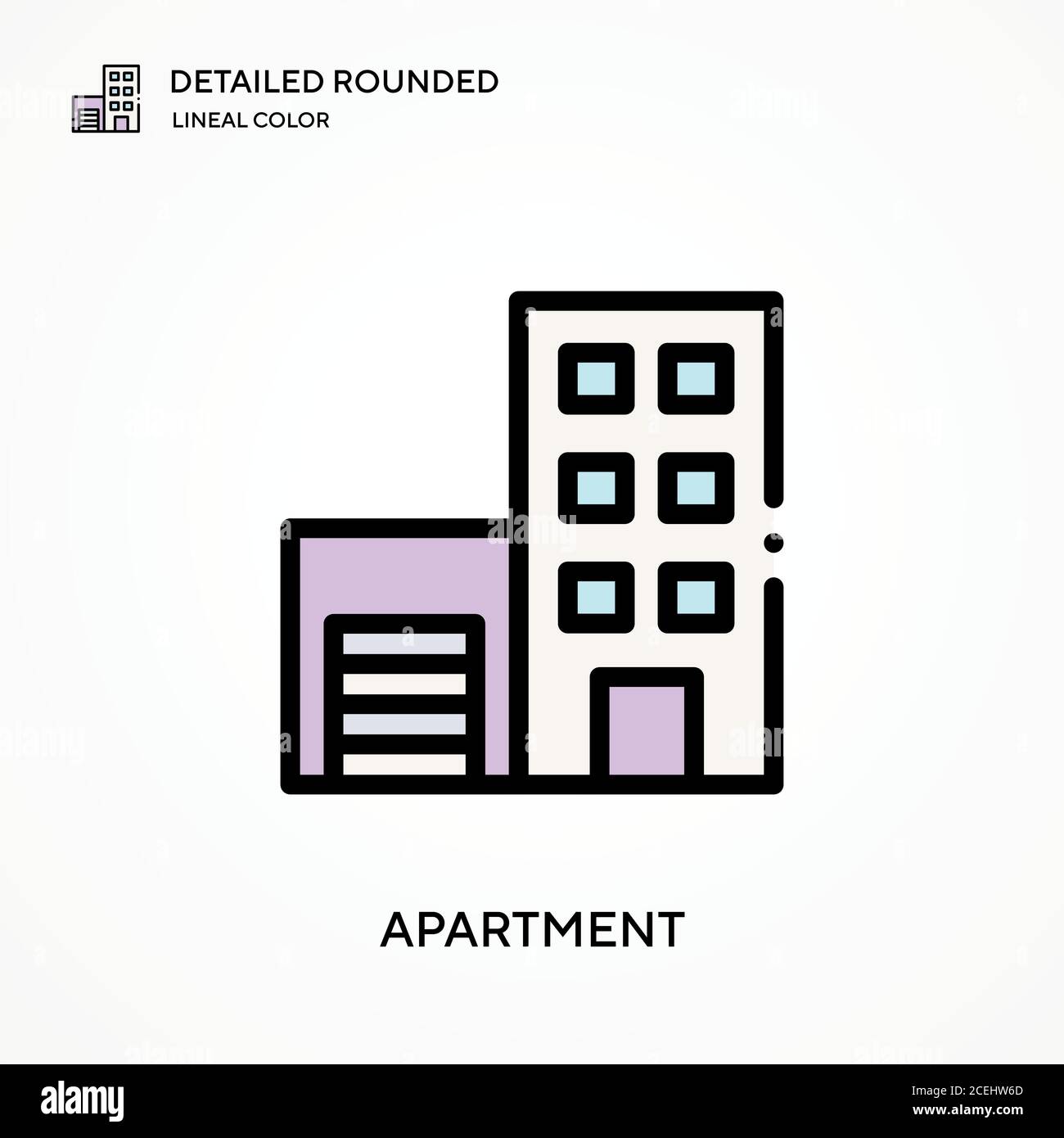 Apartment detailed rounded lineal color vector icon. Illustration ...