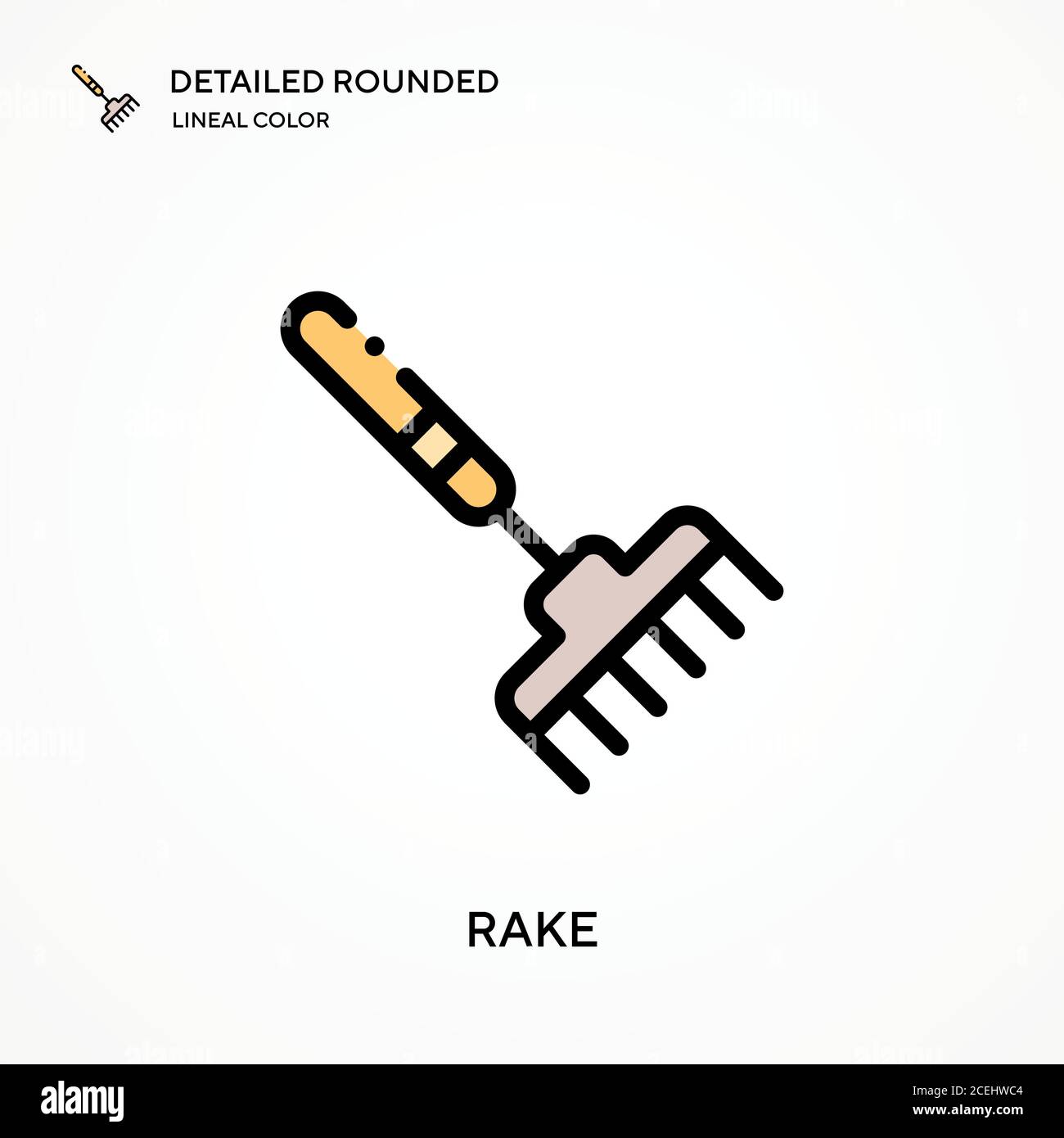 Rake detailed rounded lineal color vector icon. Illustration symbol ...