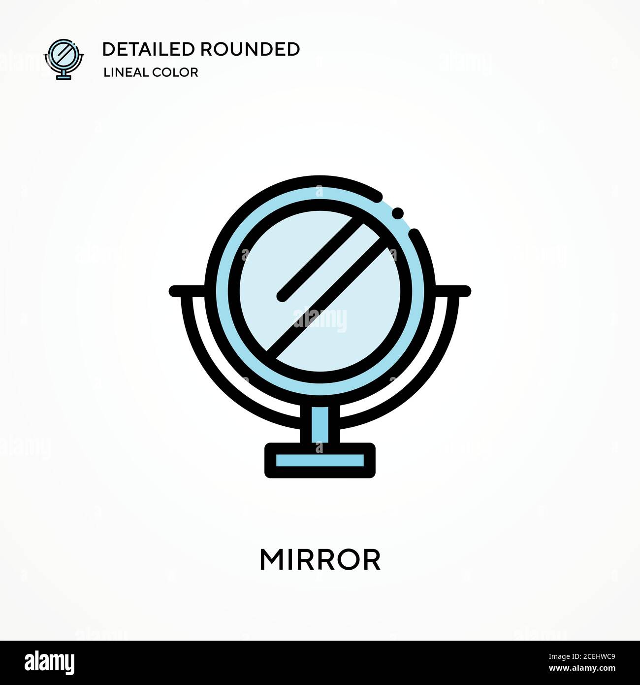 Mirror detailed rounded lineal color vector icon. Illustration symbol design template for web ...