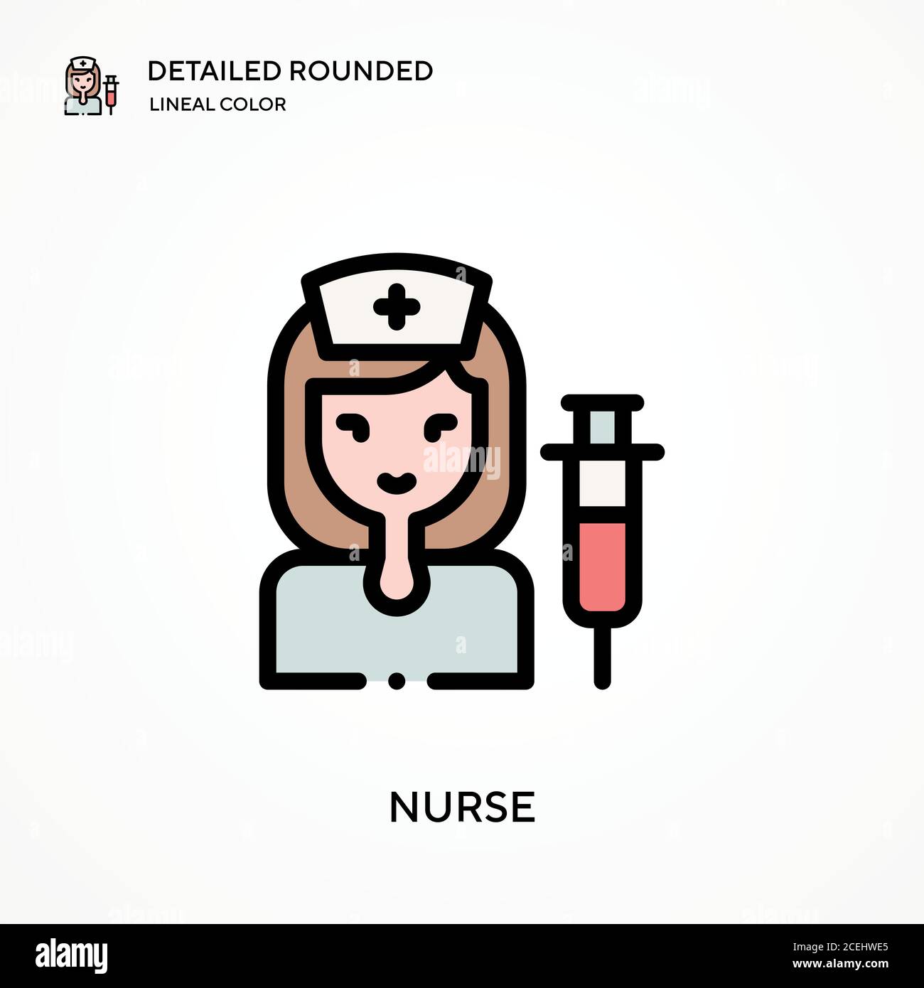 Nurse detailed rounded lineal color vector icon. Illustration symbol ...
