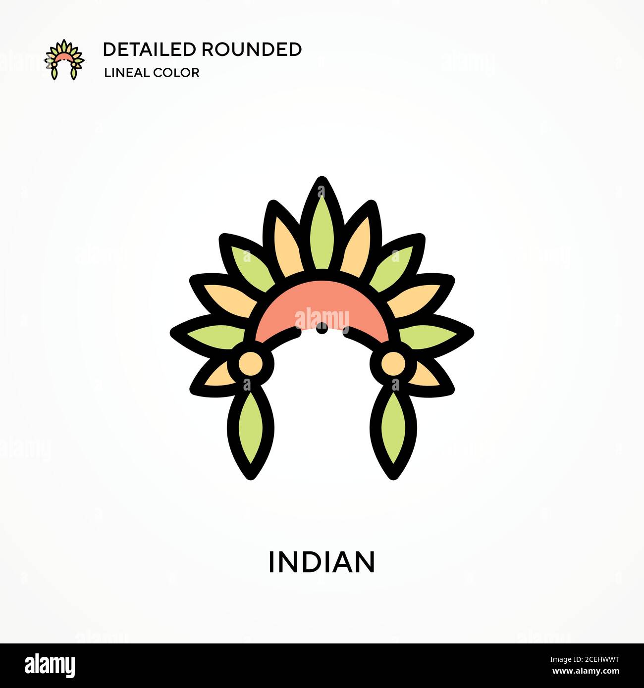 Indian detailed rounded lineal color vector icon. Illustration symbol ...