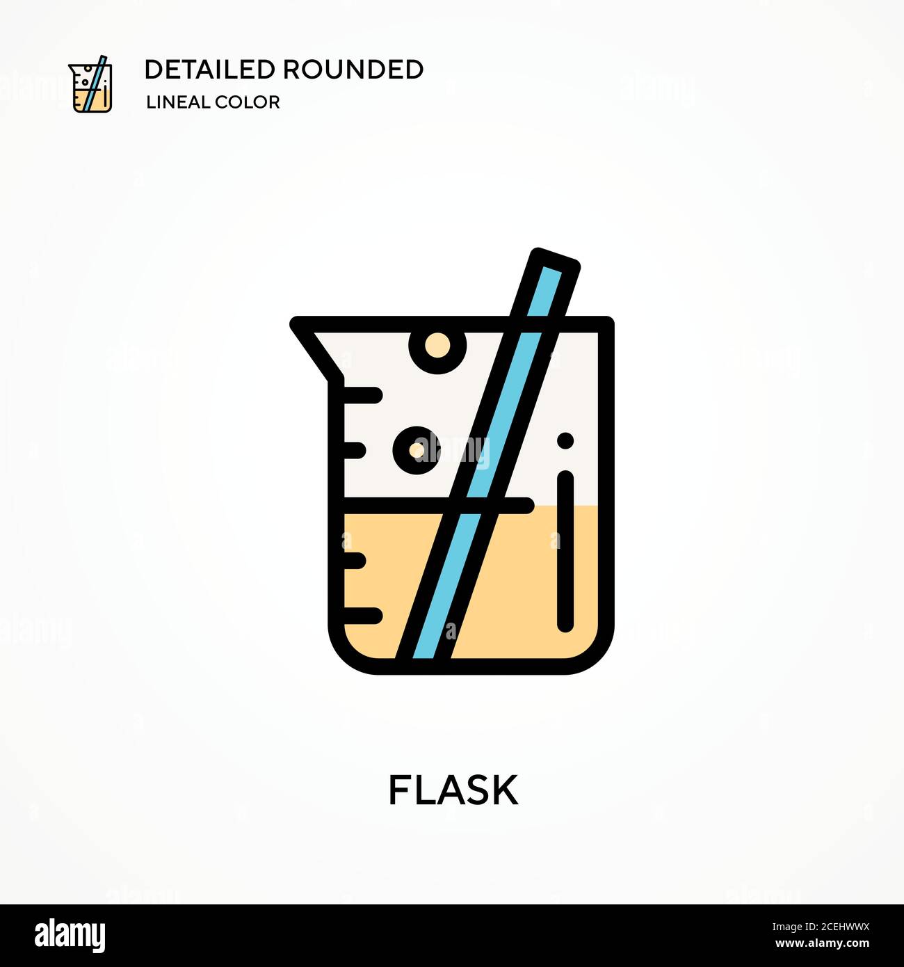 Flask detailed rounded lineal color vector icon. Illustration symbol ...