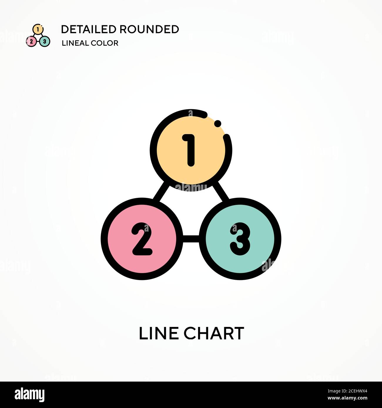 Line chart detailed rounded lineal color vector icon. Illustration ...