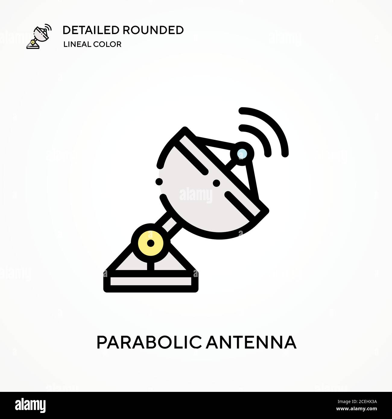 Parabolic antenna detailed rounded lineal color vector icon ...
