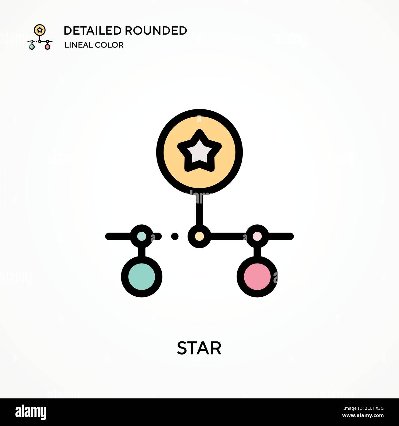 Star detailed rounded lineal color vector icon. Illustration symbol ... Star detailed rounded lineal color vector icon. Illustration symbol ...