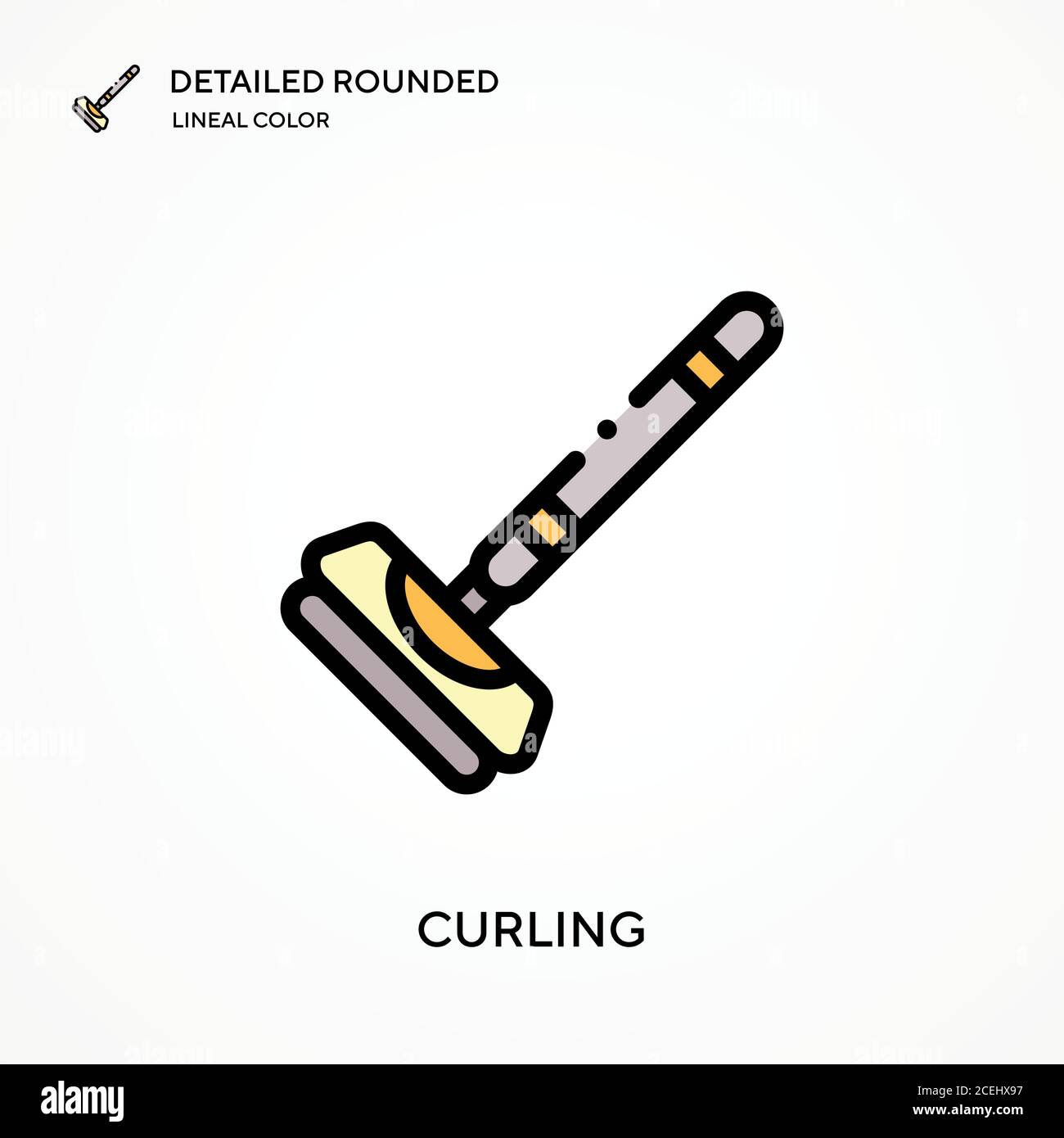 Curling detailed rounded lineal color vector icon. Illustration symbol ...