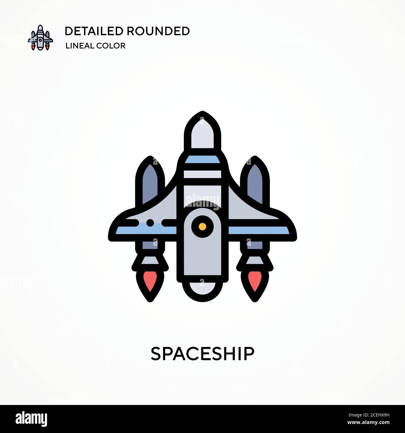 Spaceship detailed rounded lineal color vector icon. Illustration ...