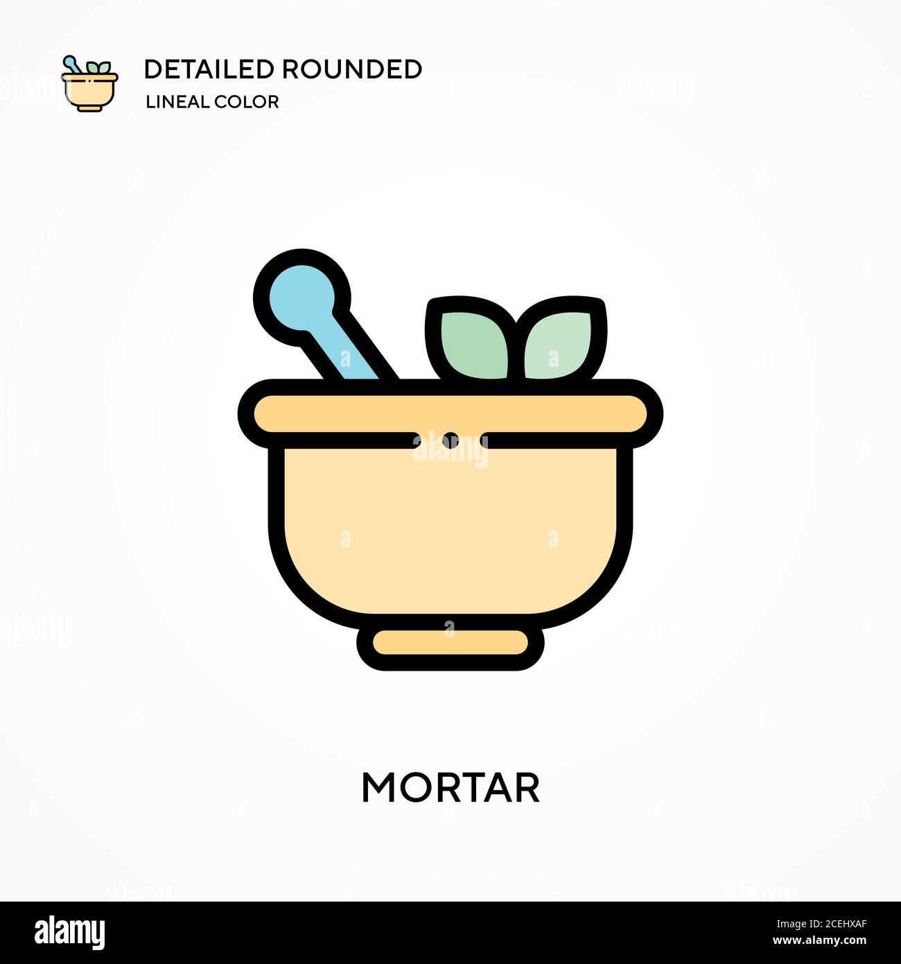 Mortar detailed rounded lineal color vector icon. Illustration symbol ...