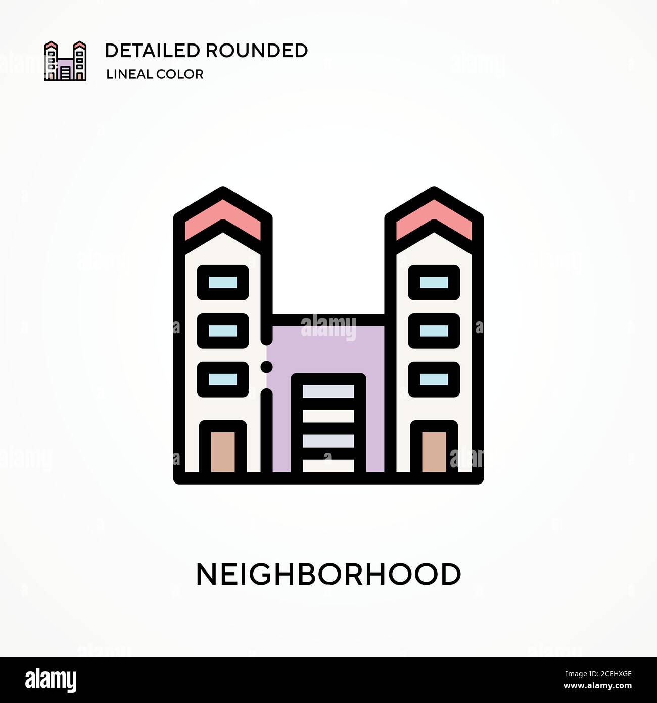 Neighborhood detailed rounded lineal color vector icon. Illustration ...