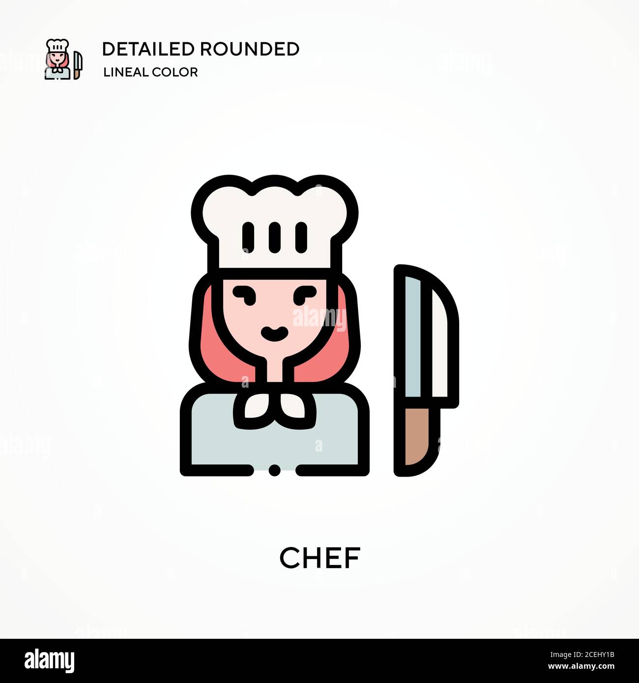 Chef detailed rounded lineal color vector icon. Illustration symbol design template for web ...