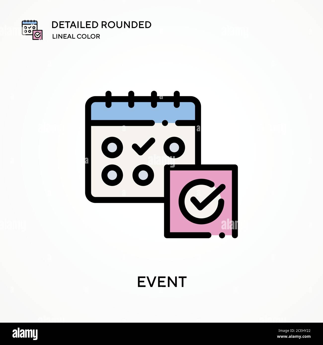 Event detailed rounded lineal color vector icon. Illustration symbol ...