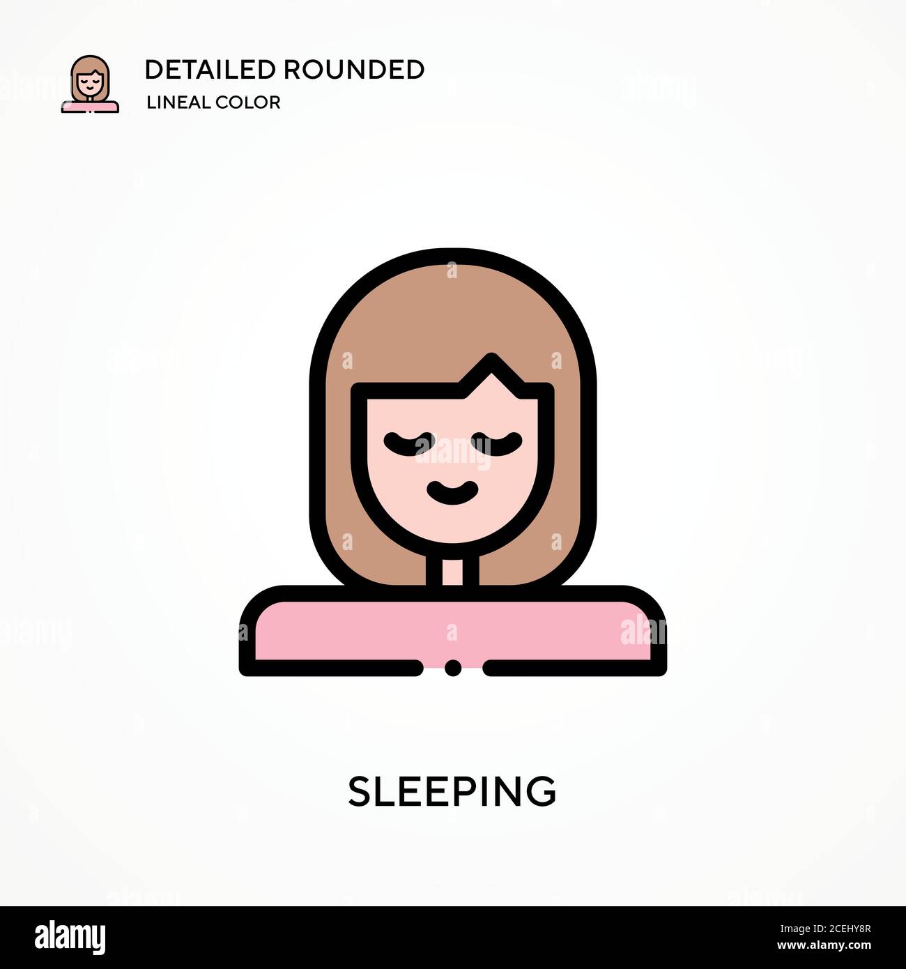 Sleeping detailed rounded lineal color vector icon. Illustration symbol ...