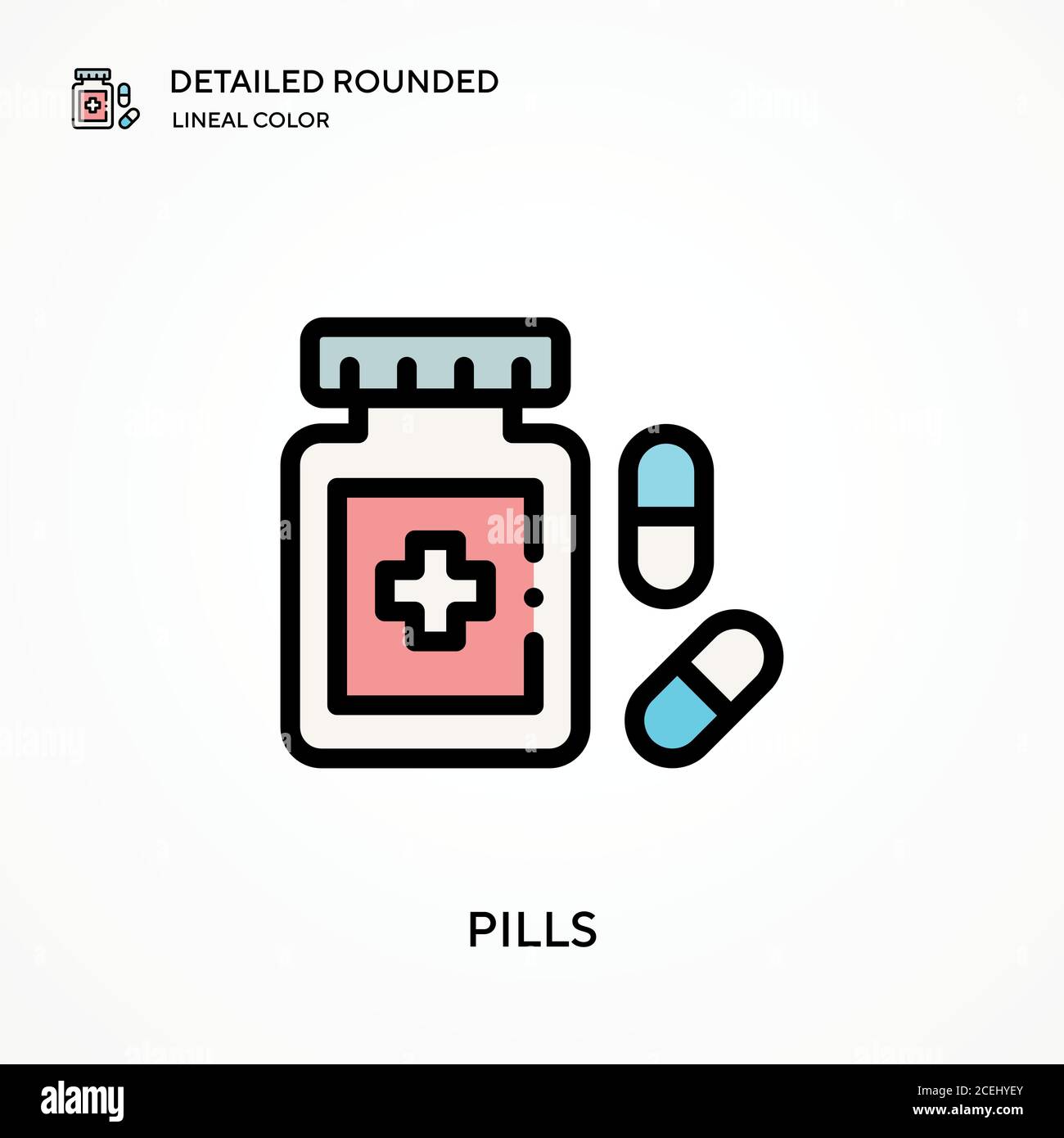 Pills detailed rounded lineal color vector icon. Illustration symbol ...