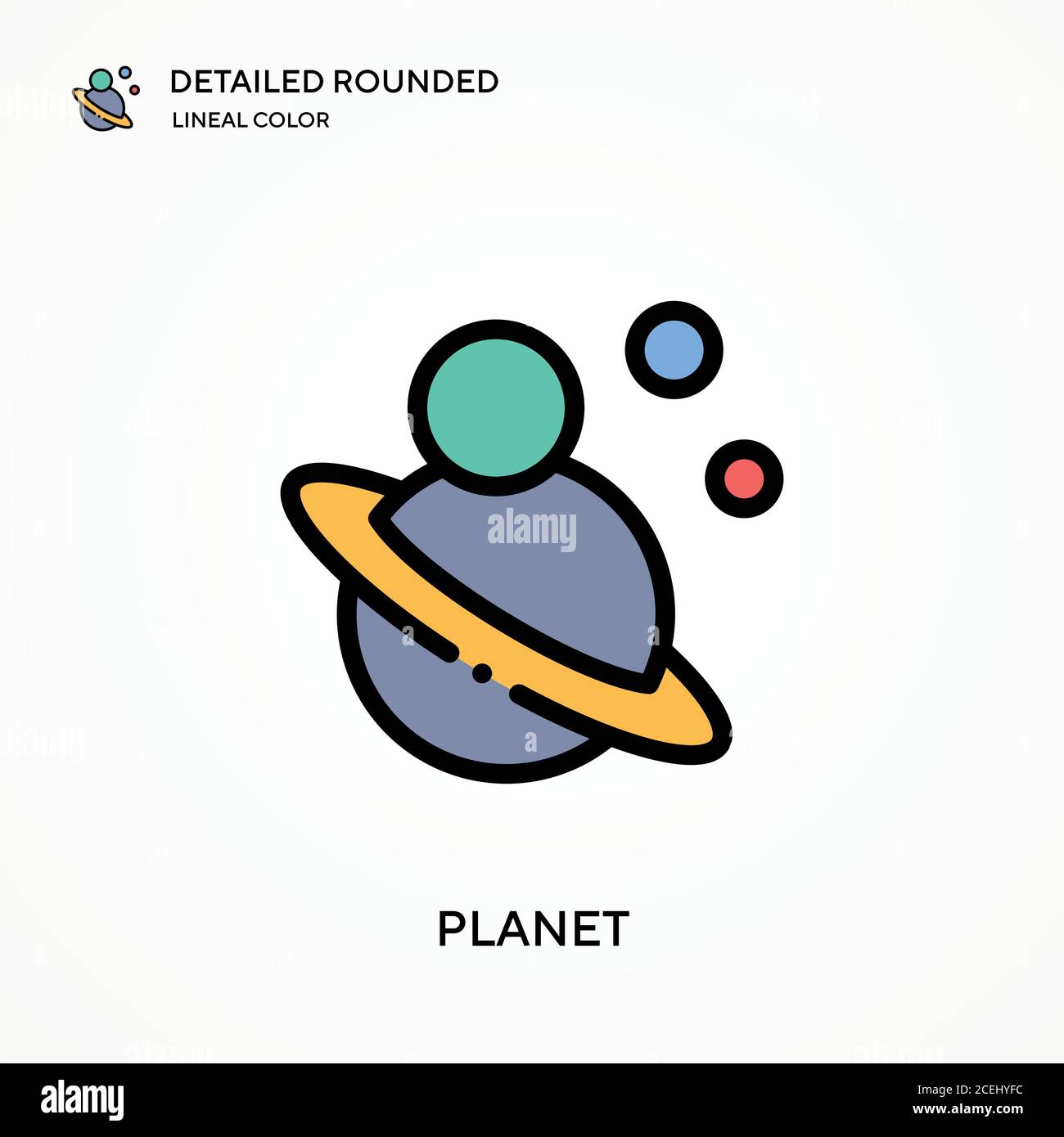 Planet detailed rounded lineal color vector icon. Illustration symbol ...